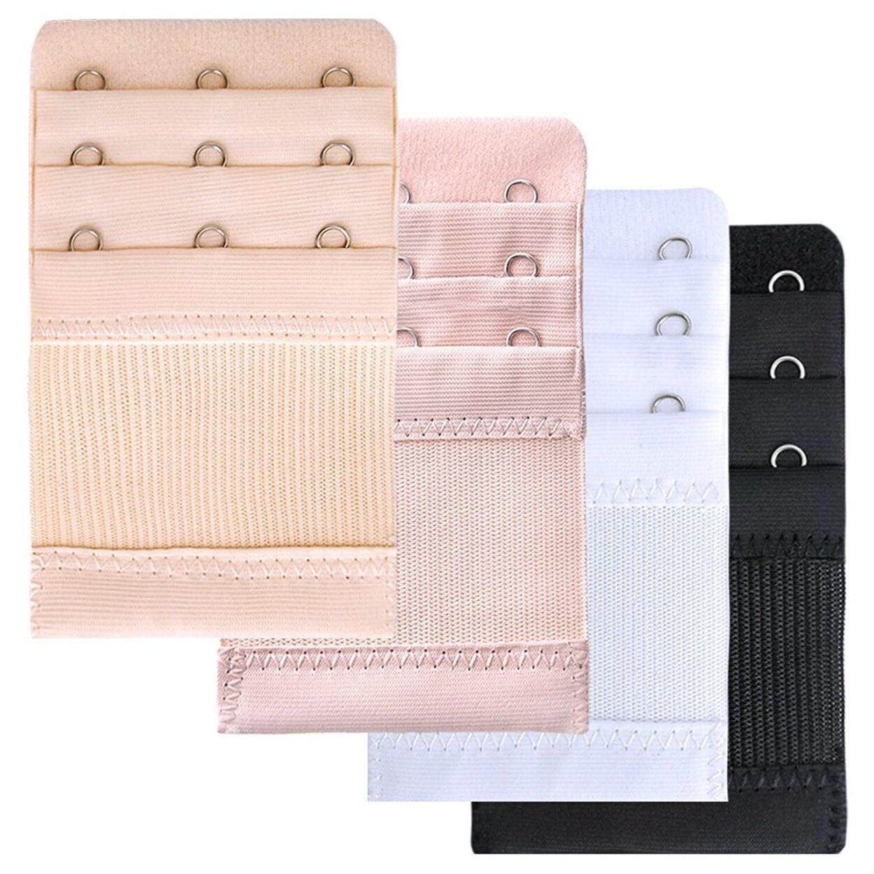 Set Of 4 Bra Extender 3 Hooks with Elastic 3 Rows - Walmart.com