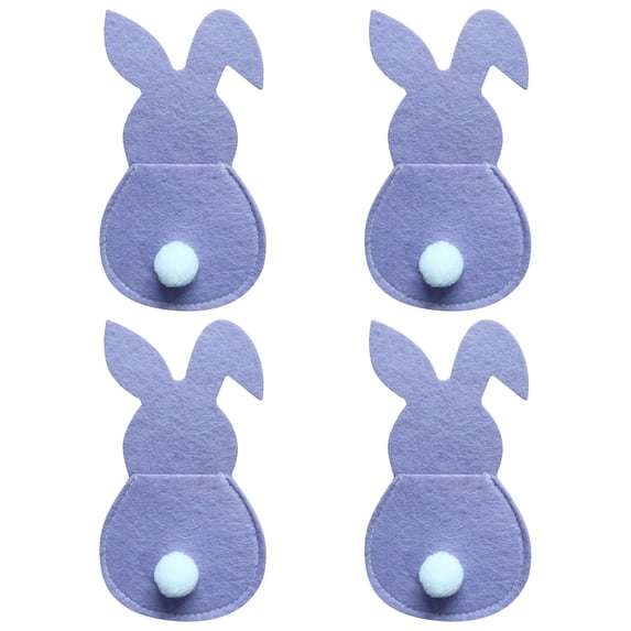 Set Of 4 Bunny Flatware Holders Easter Bunny Cutlery Bag Cutlery Set ...