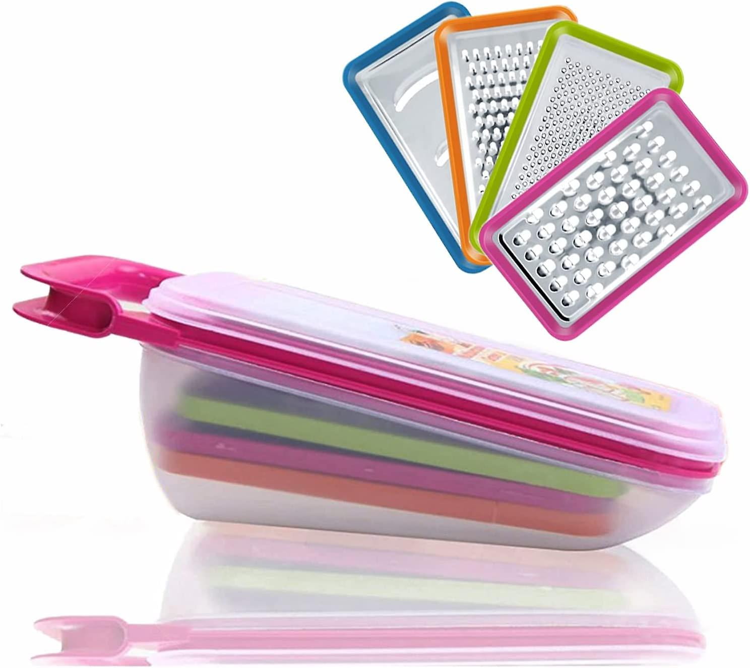 Set Of 4 Cheese Graters With Container - Cheese Grater Vegetable Slicer ...