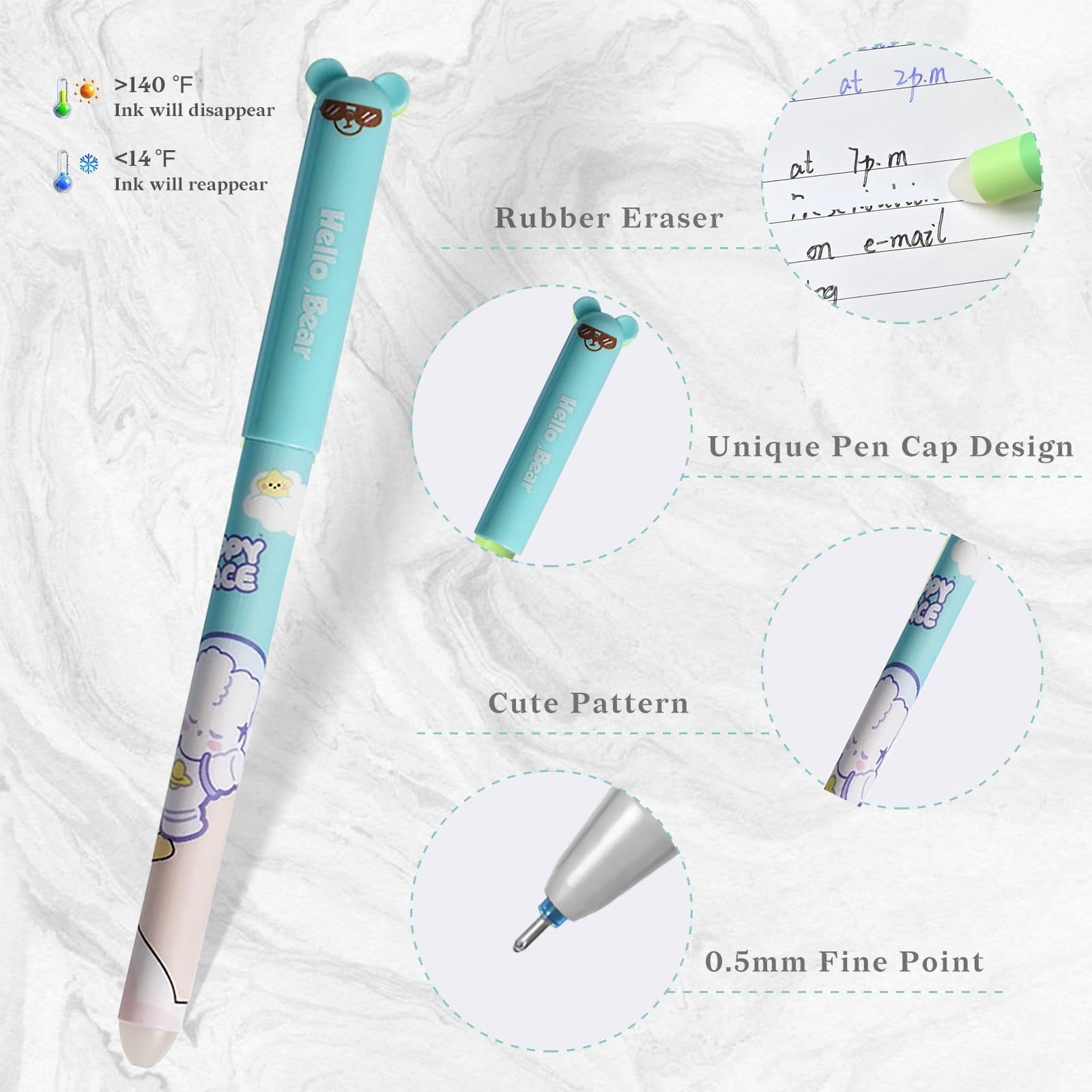 Set Of 4 Easy-Erasable, Cute Neutral Pencils with A Rabbit Pattern ...