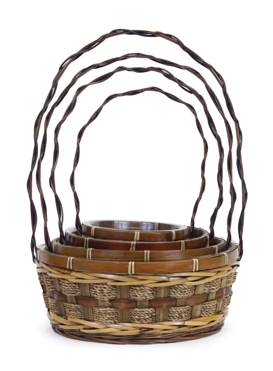 Set Of 4 Ginger Color With Rope Accents Long Handled Baskets - Walmart.com