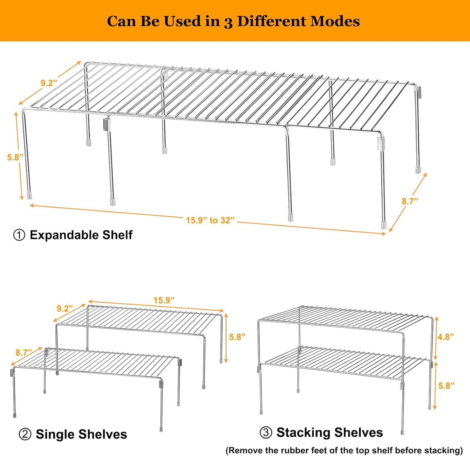 Set Of 4 Kitchen Cabinet Organizer Shelves, Stackable Tupperware ...
