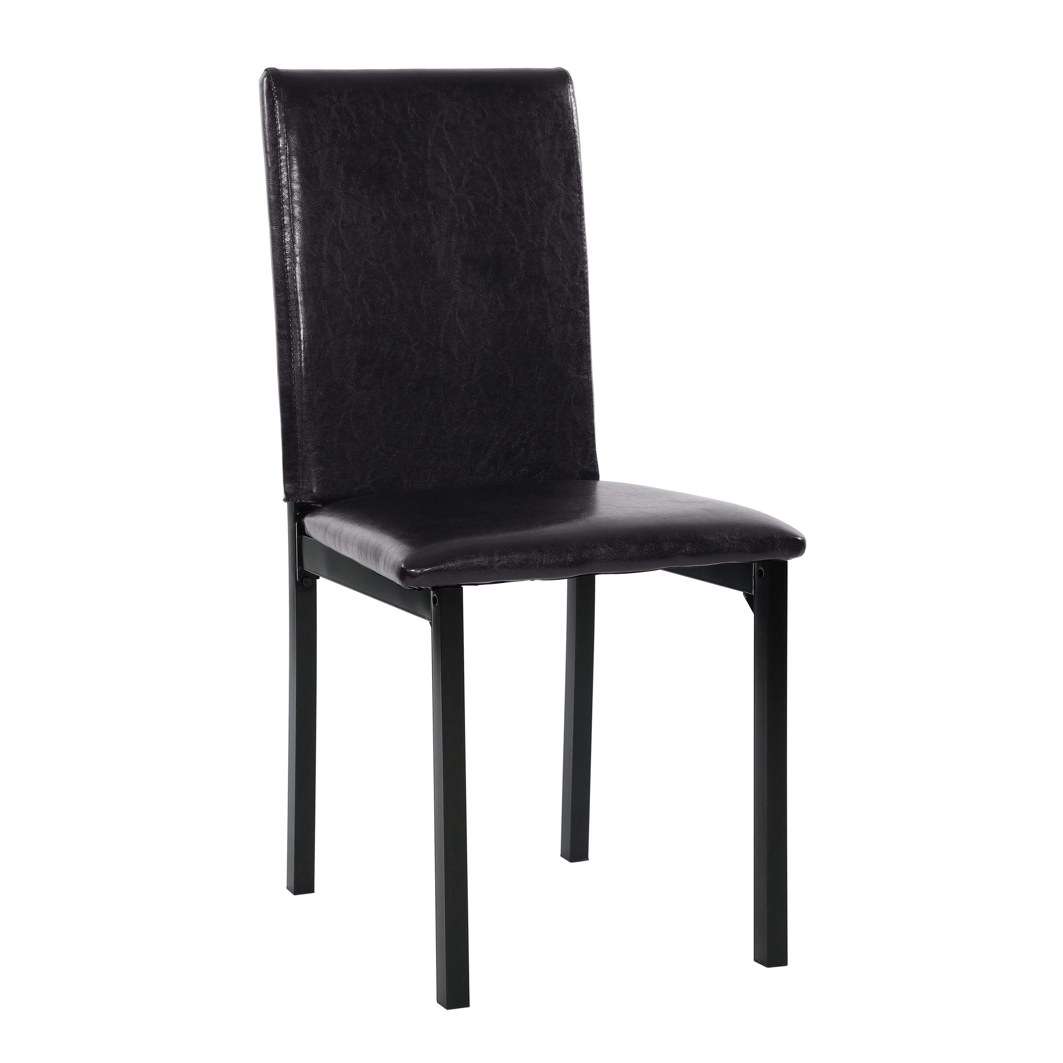 Set Of 4 Metal Frame Chairs Brown Faux Leather Seat Black Metal Finish ...