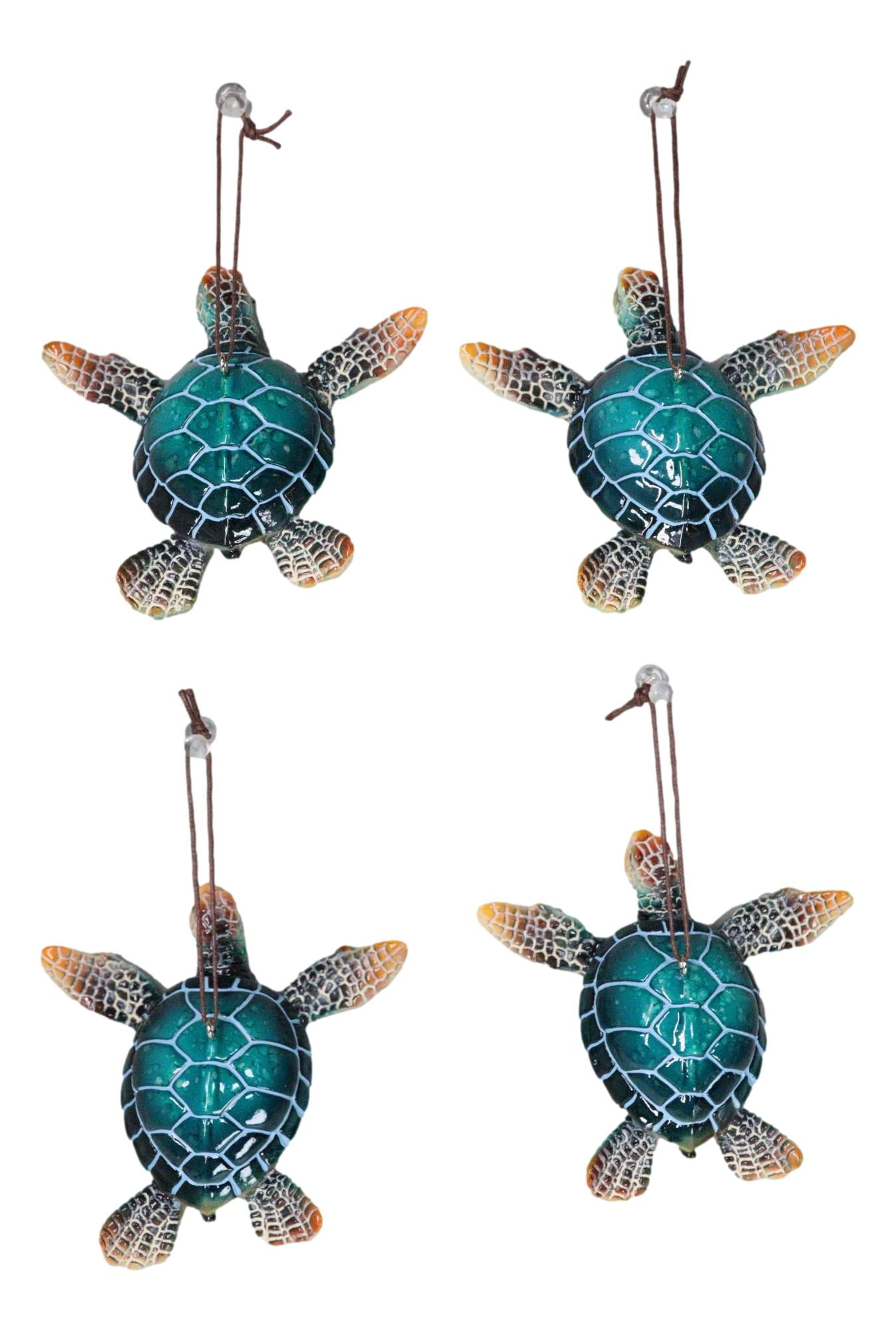 Set Of 4 Nautical Blue Sea Turtles Ocean Marine Wall Hanger Decor Tree ...