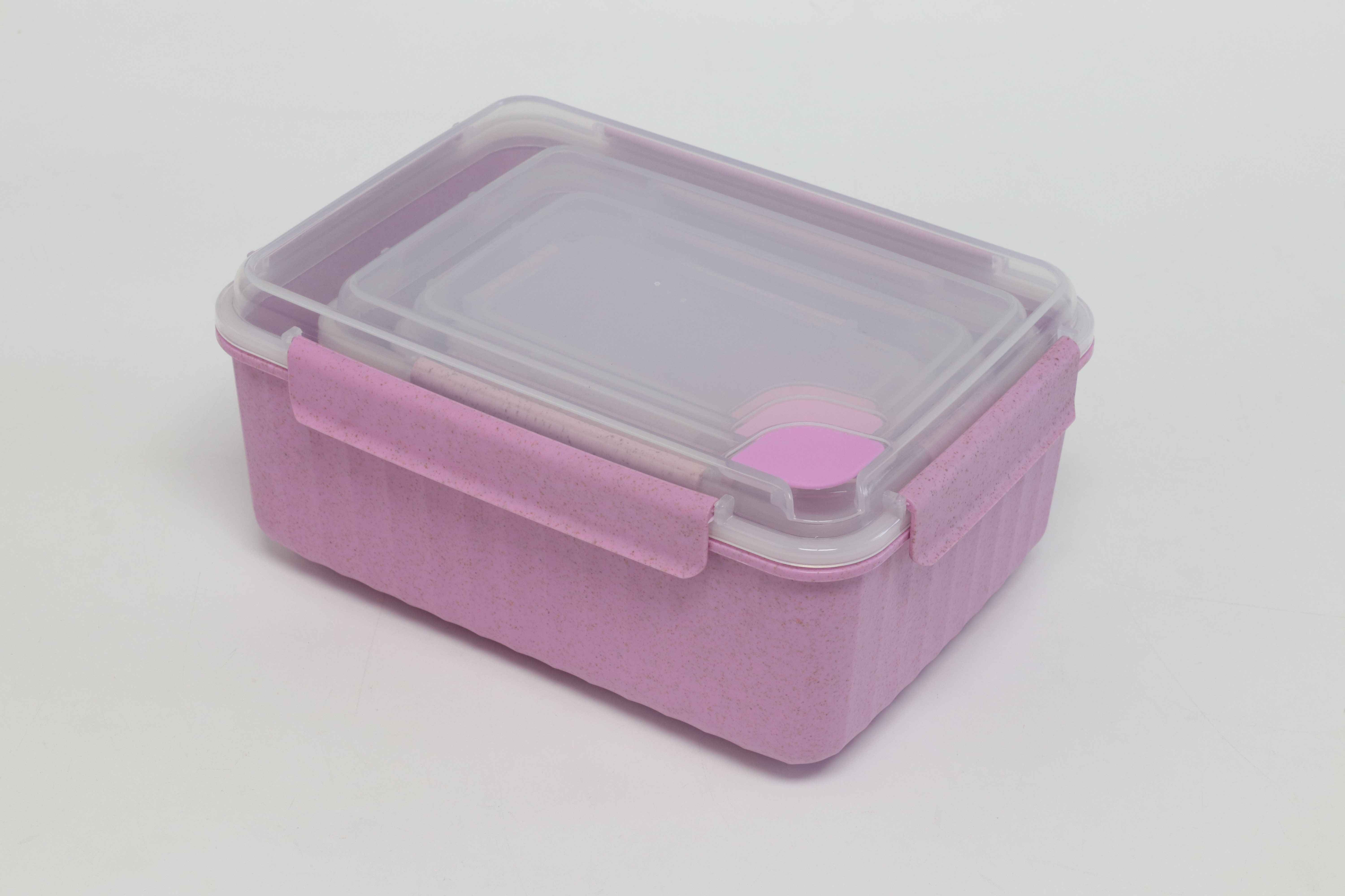 Set Of 4 Nesting Wheat Fiber Food Storage Containers With Snap Sealing ...