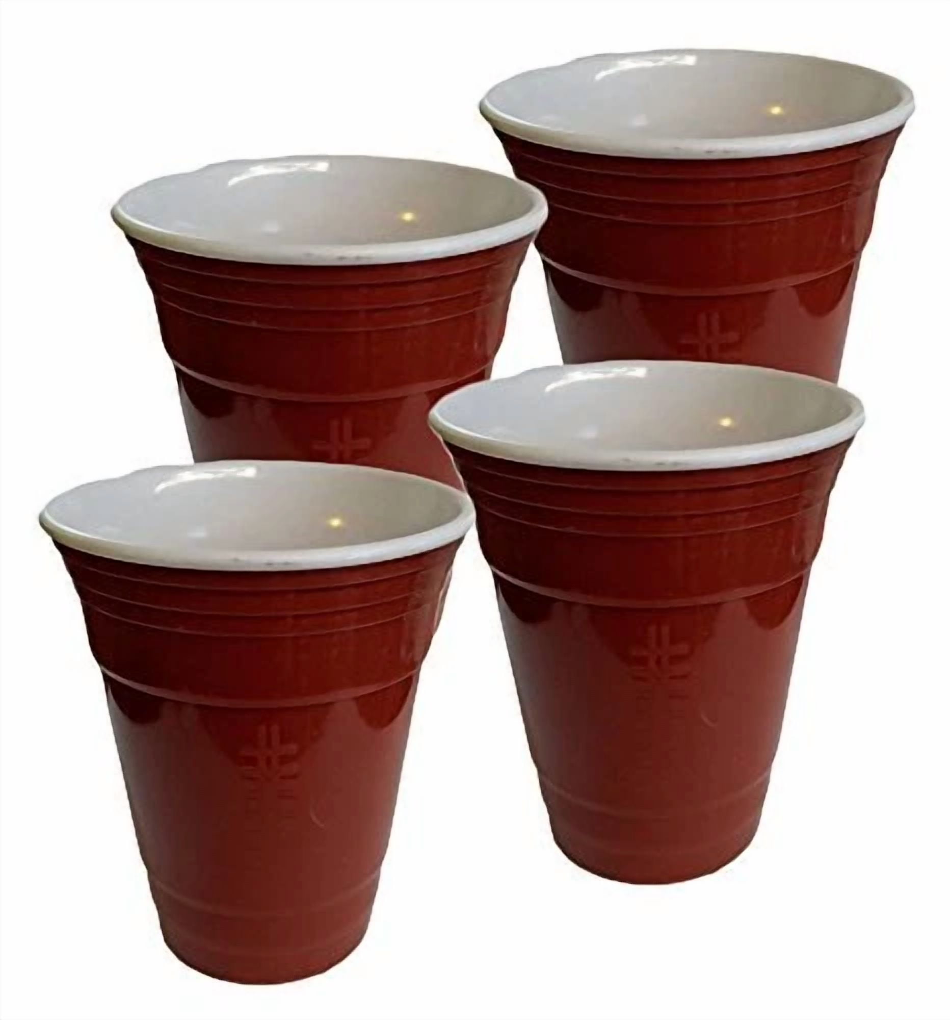 Set Of 4 Piece Plastic Football Design 6" Cup - Double Wall - Durable ...