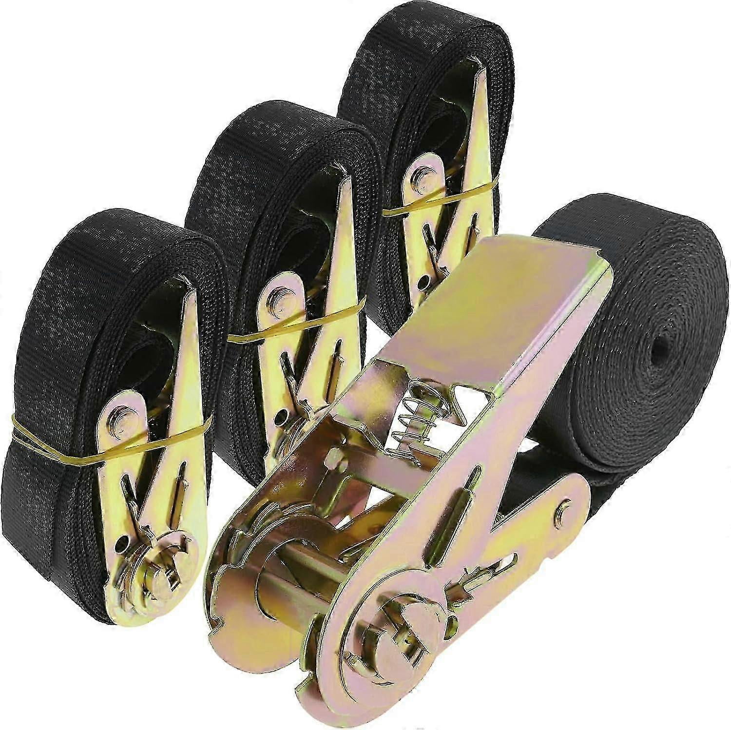 Set Of 4 Ratchet Lashing Straps 2.5m X 25mm 800Kg, Black Color ...