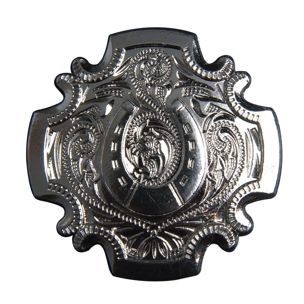 Set Of 4 Screw Back Concho 1.5 In Nickle Plated Horse Shoe Saddle ...