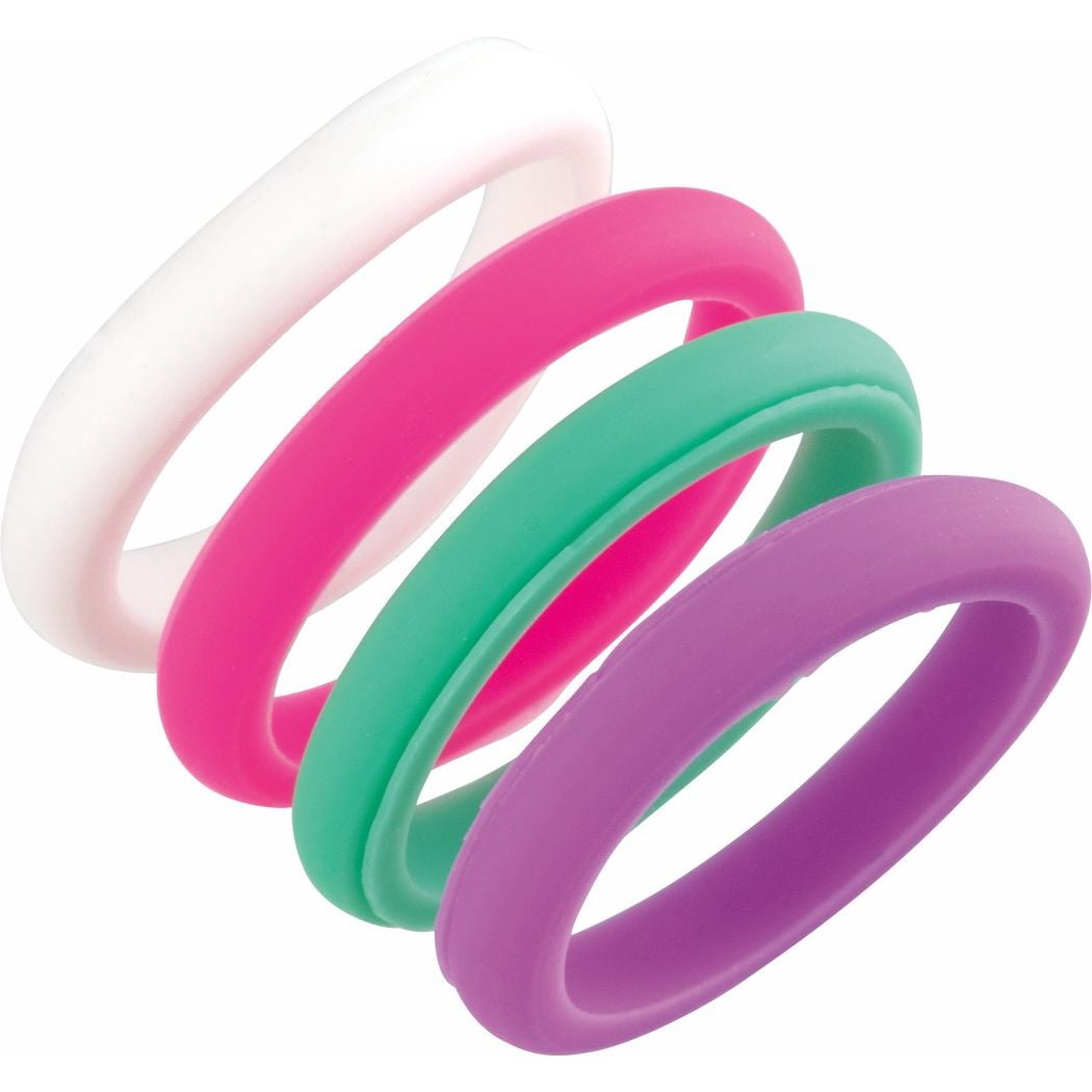 Set Of 4 Silicone Pastel Rings Size 7 Band Style Ring for Women - 1.7 ...