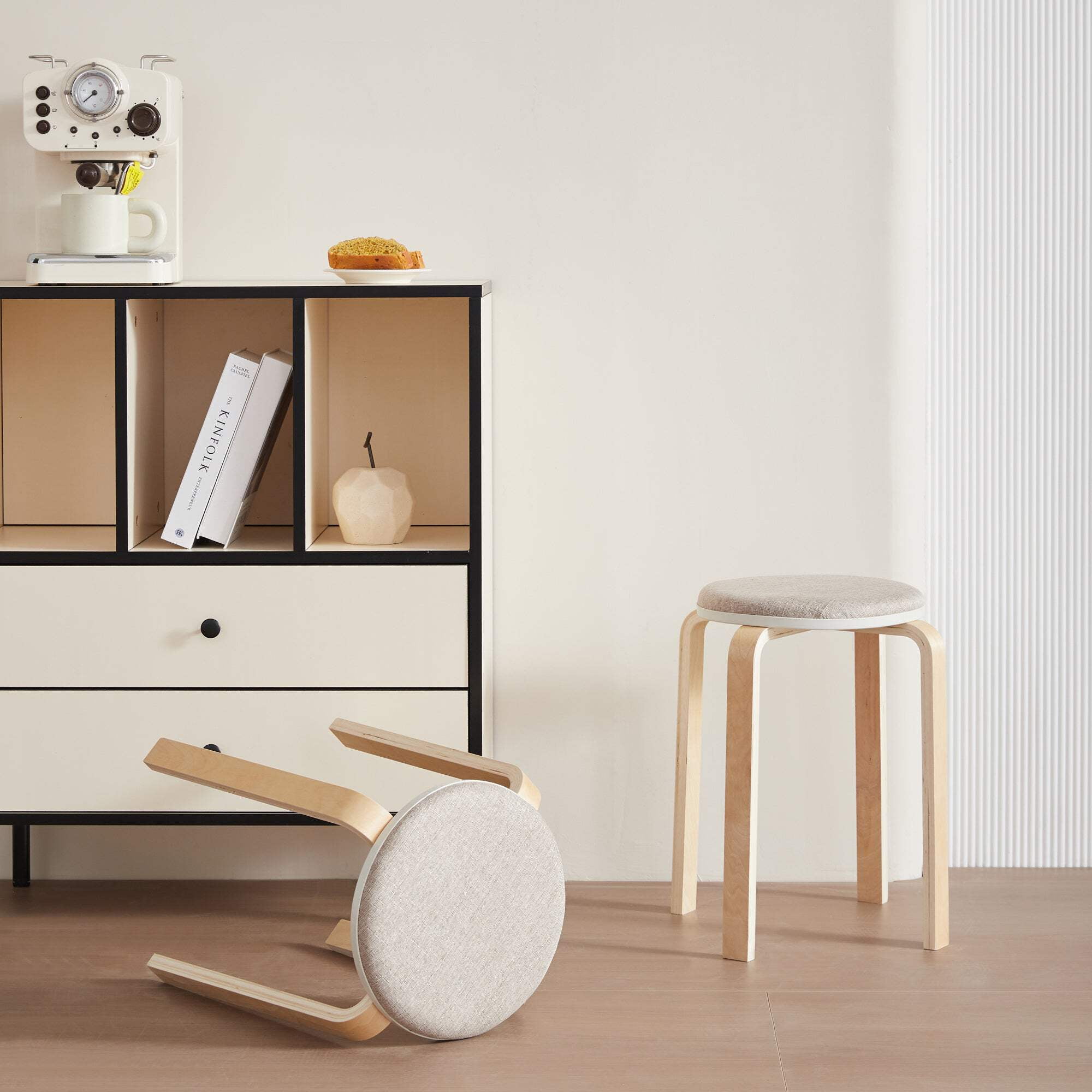 Set Of 4 Stackable Stools, Stackable Bentwood Stools, Round Backless ...