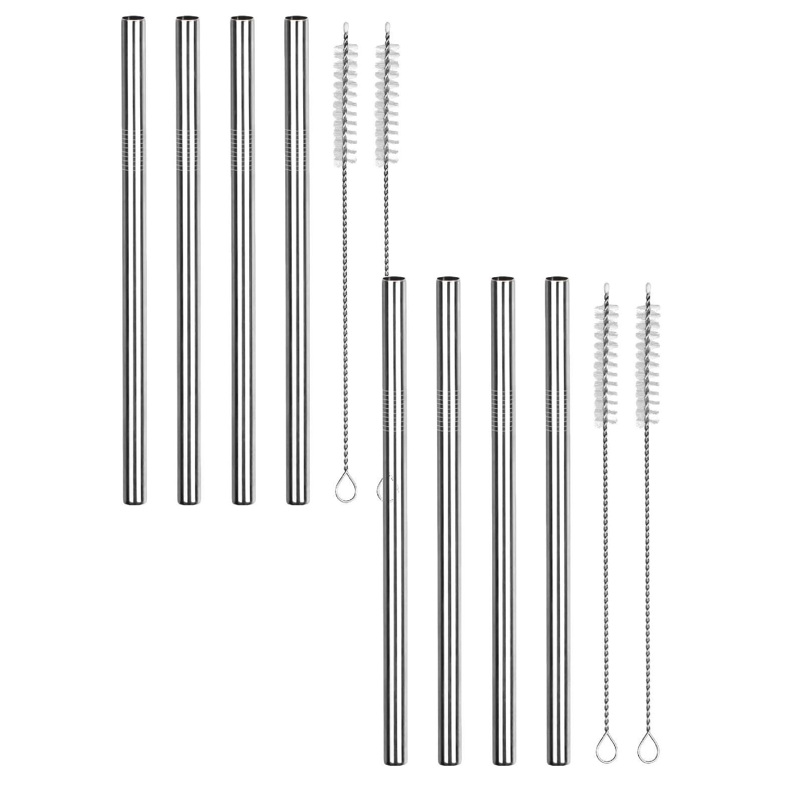 Set Of 4 Stainless Steel Straws with 2 Cleaning Brushes, Small Reusable ...