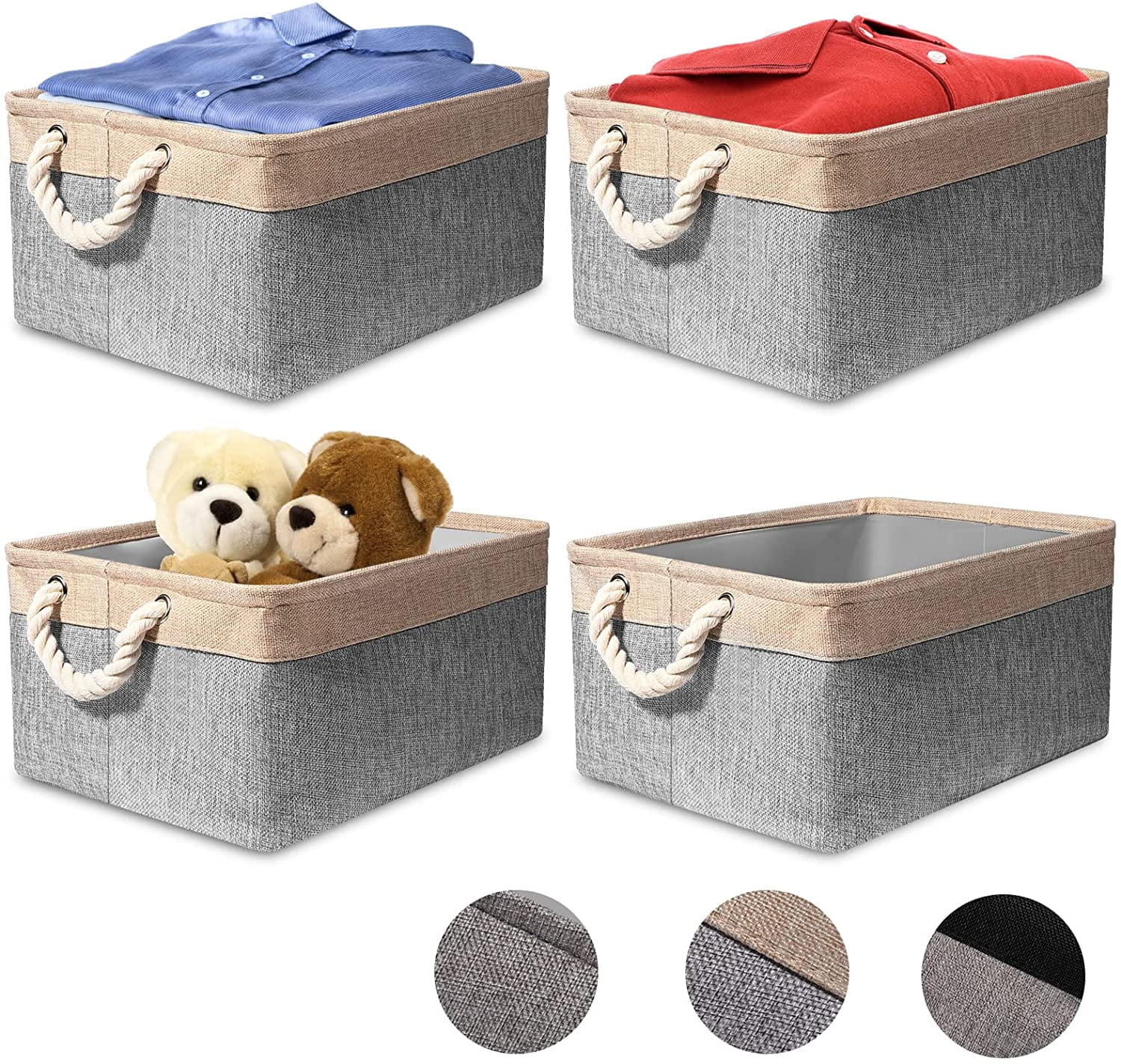 Set Of 4 Storage Basket, Folding Storage Cubes Open Storage Boxes-40Cm ...