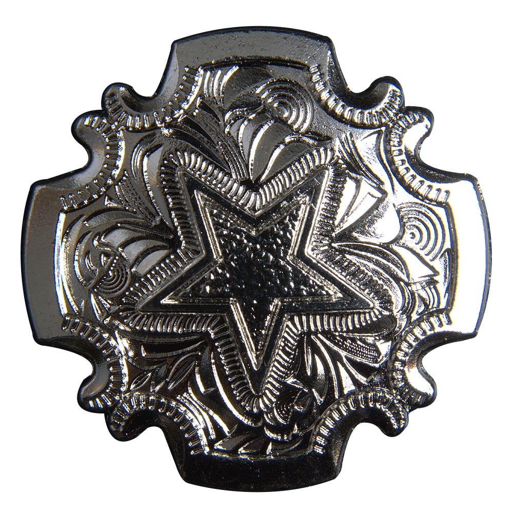Set Of 4 Western Screw Back Concho 1.5 In Bright Silver Star Saddle ...