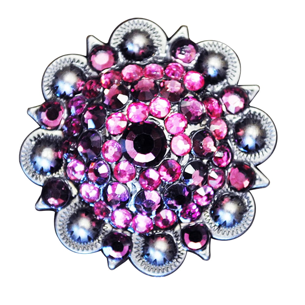 Set Of 4 Western Screw Back Concho 1.5 Inch Pink Crystal Saddle Cowgirl ...