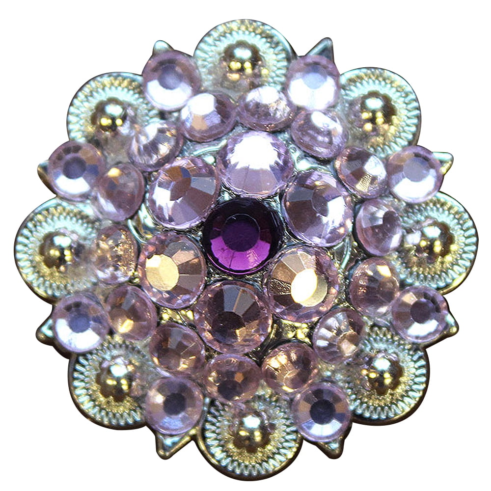 Set Of 4 Western Screw Back Concho Pink Purple Crystals 1-1/4In. Saddle ...