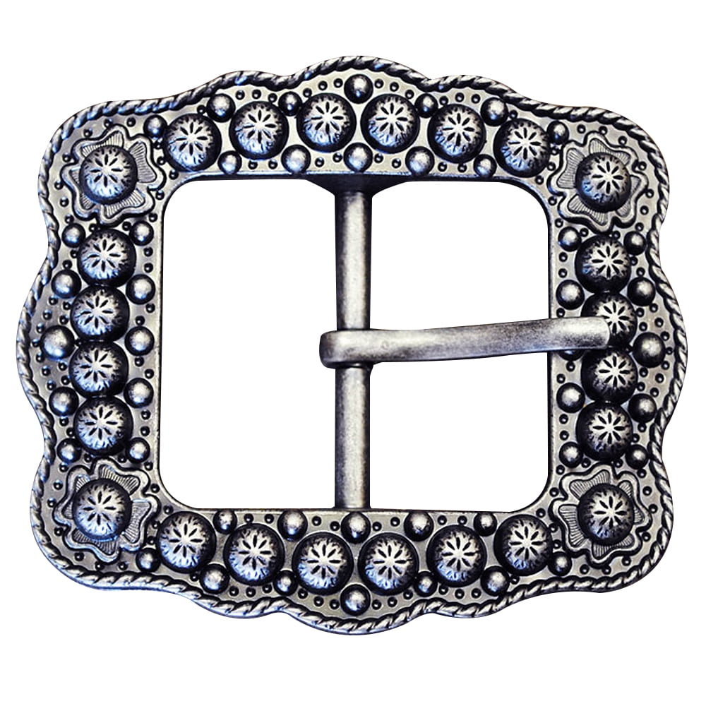 Set Of 4 Western Screw Back Concho Silver Ed Belt Buckle With Rope Edge ...