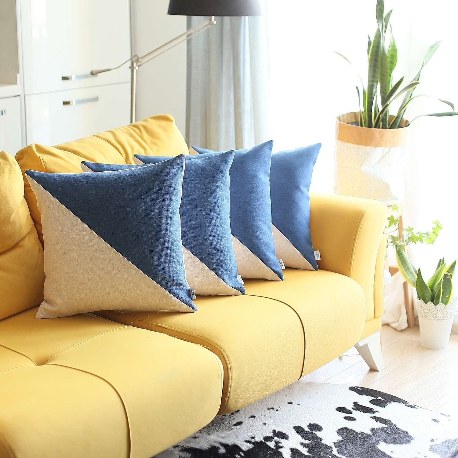 Set Of 4 White And Blue Diagonal Pillow Covers - Walmart.com
