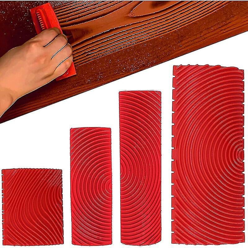 Set Of 4 Wood Grain Rubber Imitation Wood Grain Tool, Painting Texture ...