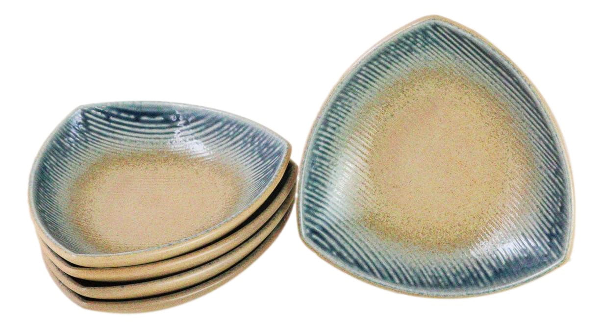 Set Of 5 Blue River Ao Nagashi Appetizer Salad Triangular Deep Serving ...