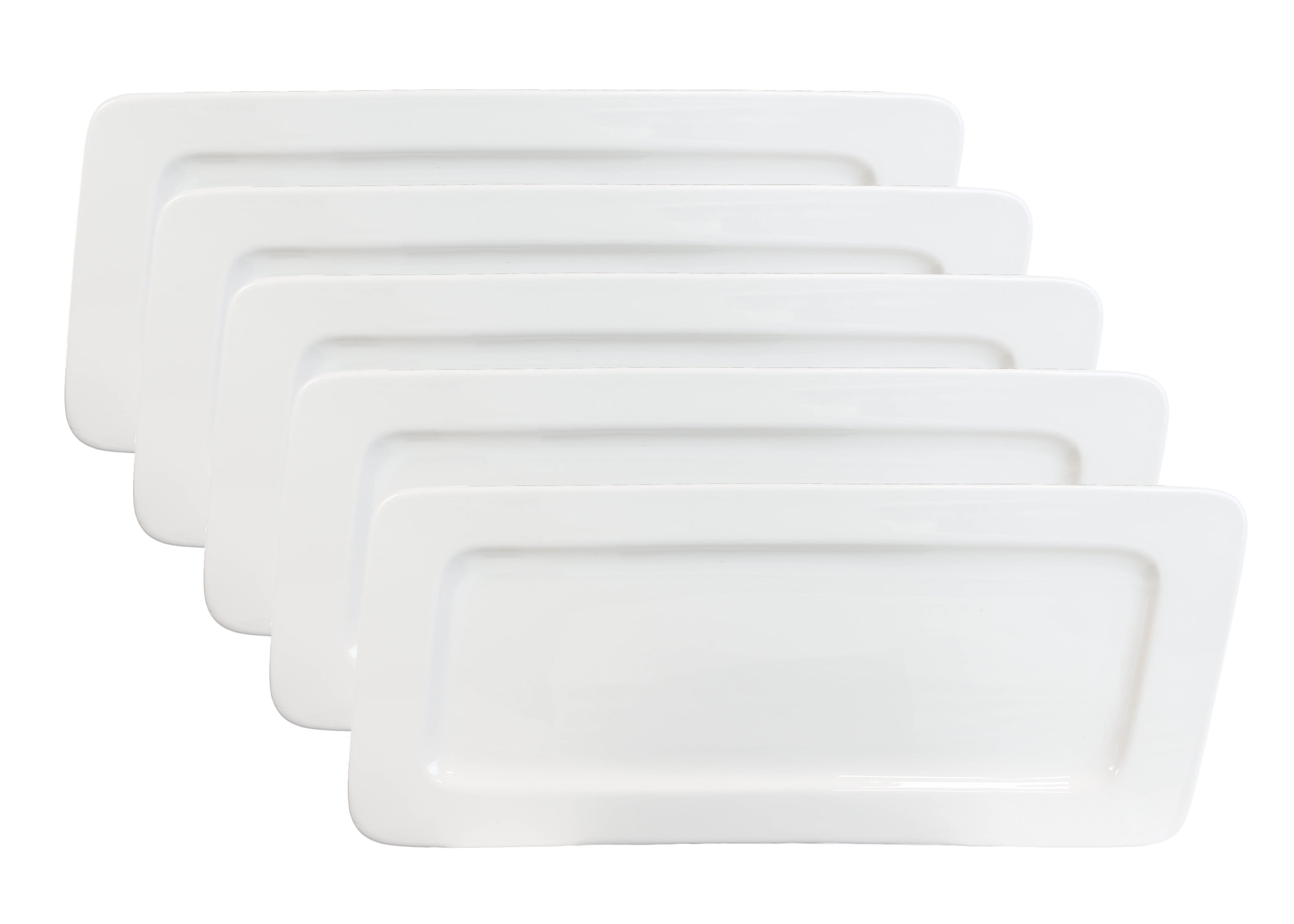 Set Of 5 Contemporary Rhomboid White Porcelain Serving Platter Plate ...