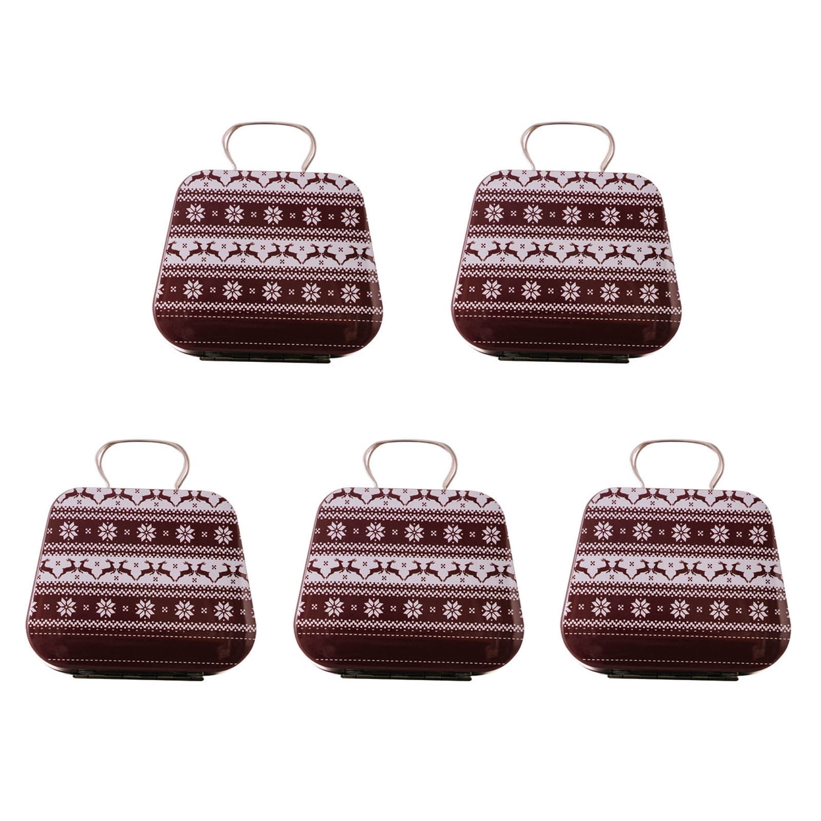 Set Of 5 Festives Christmas Candy Tins with Carry Handle Handheld ...
