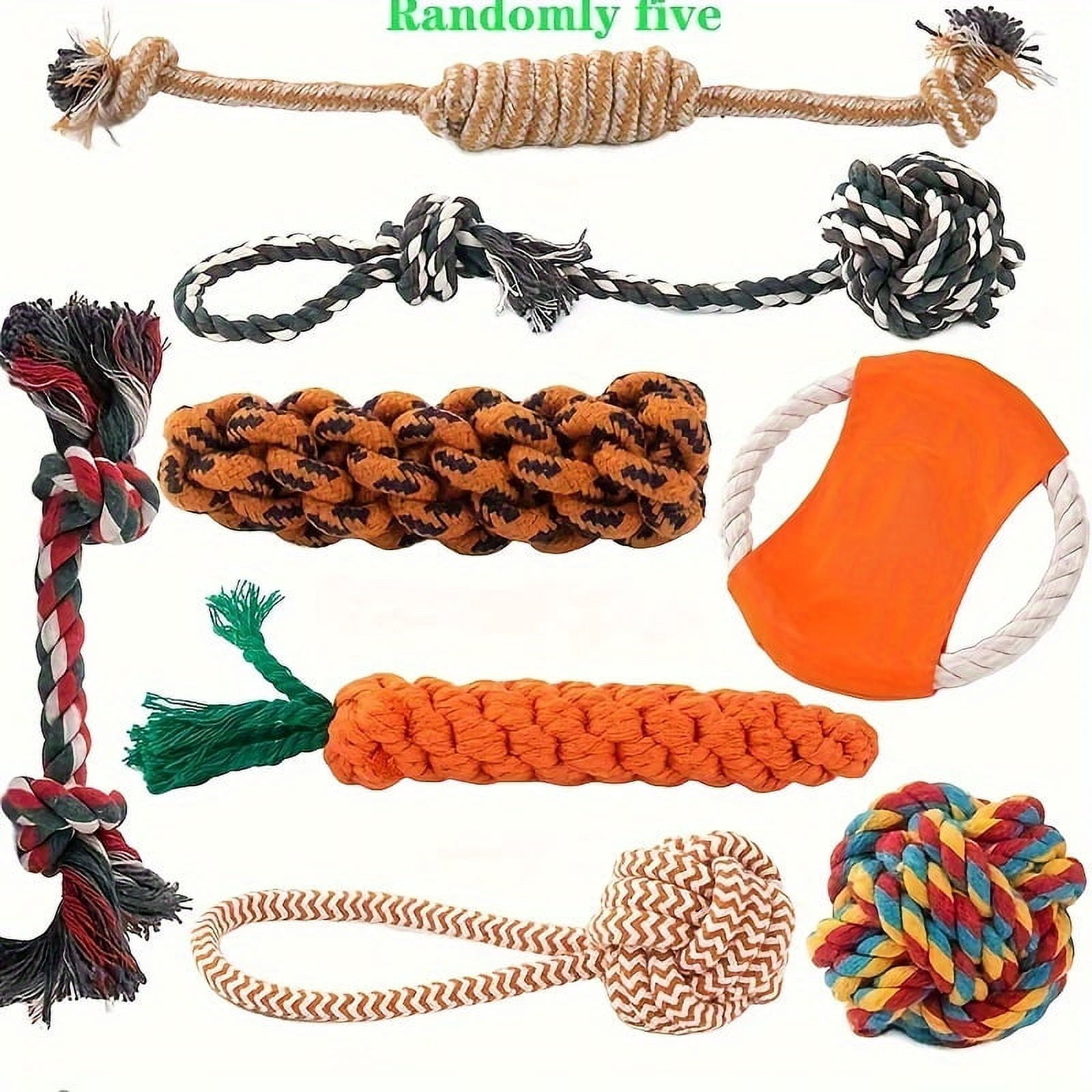 Set Of 5 Random Color Dog Chew Toys, Rope Teeth Cleaning Dog Leash Set ...
