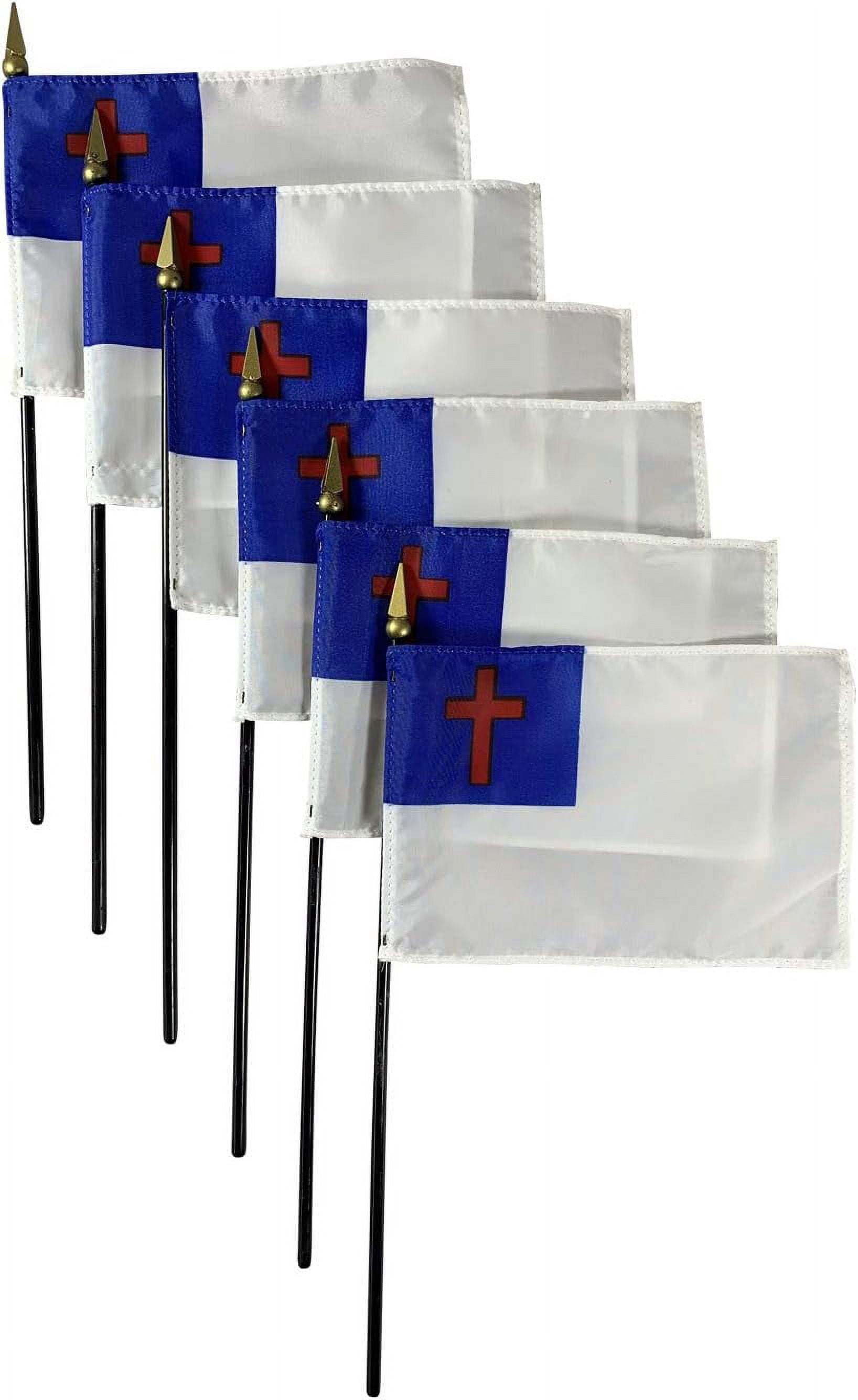 Set Of 6 4X6 E-Gloss Christian Stick Flag - Flag - Made In The ...