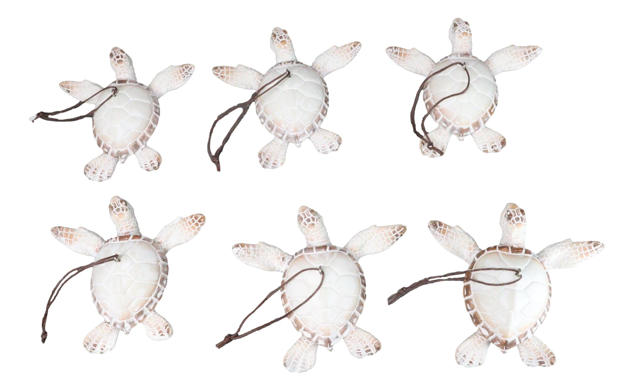 Set Of 6 Antique White Sea Turtles Ocean Marine Wall Hanger Decor Tree ...