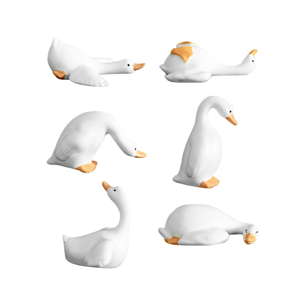 Set Of 6 Geese Figurines Garden Ornament Handcrafted Resin For Shelf ...