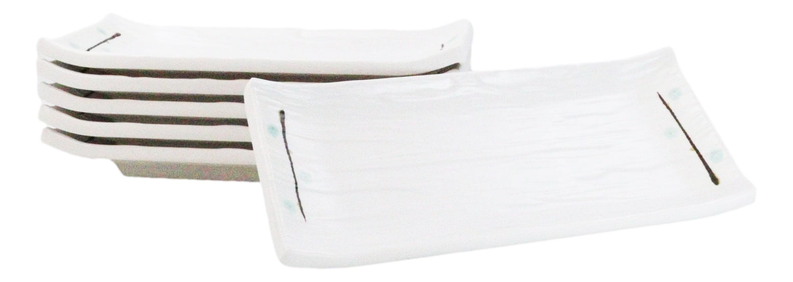 Set Of 6 Modern Yukino Hana Snowflakes Melamine Rectangular Sushi ...