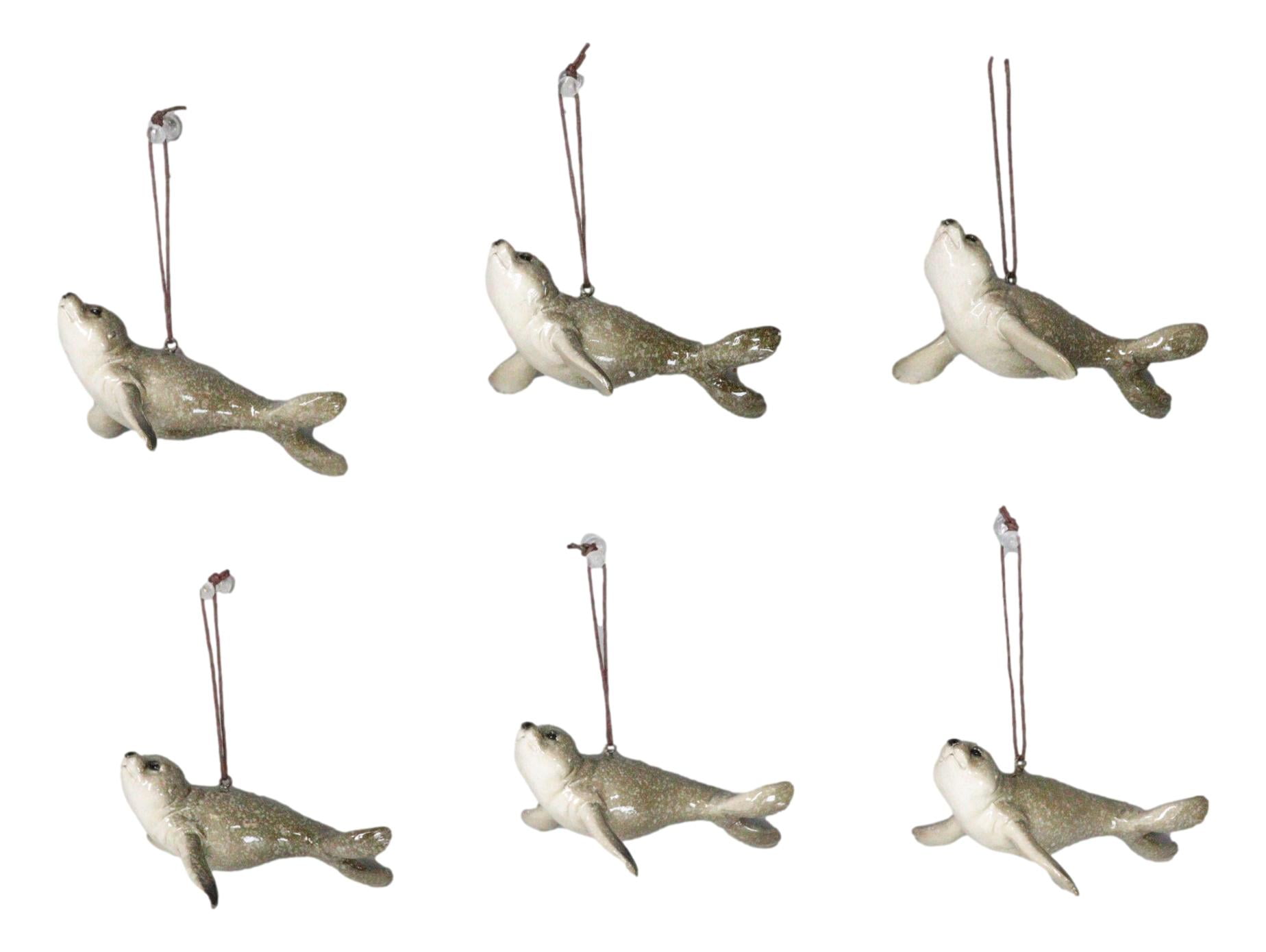 Set Of 6 Nautical Sea Grey Seals Ocean Marine Wall Decor Tree Ornaments ...