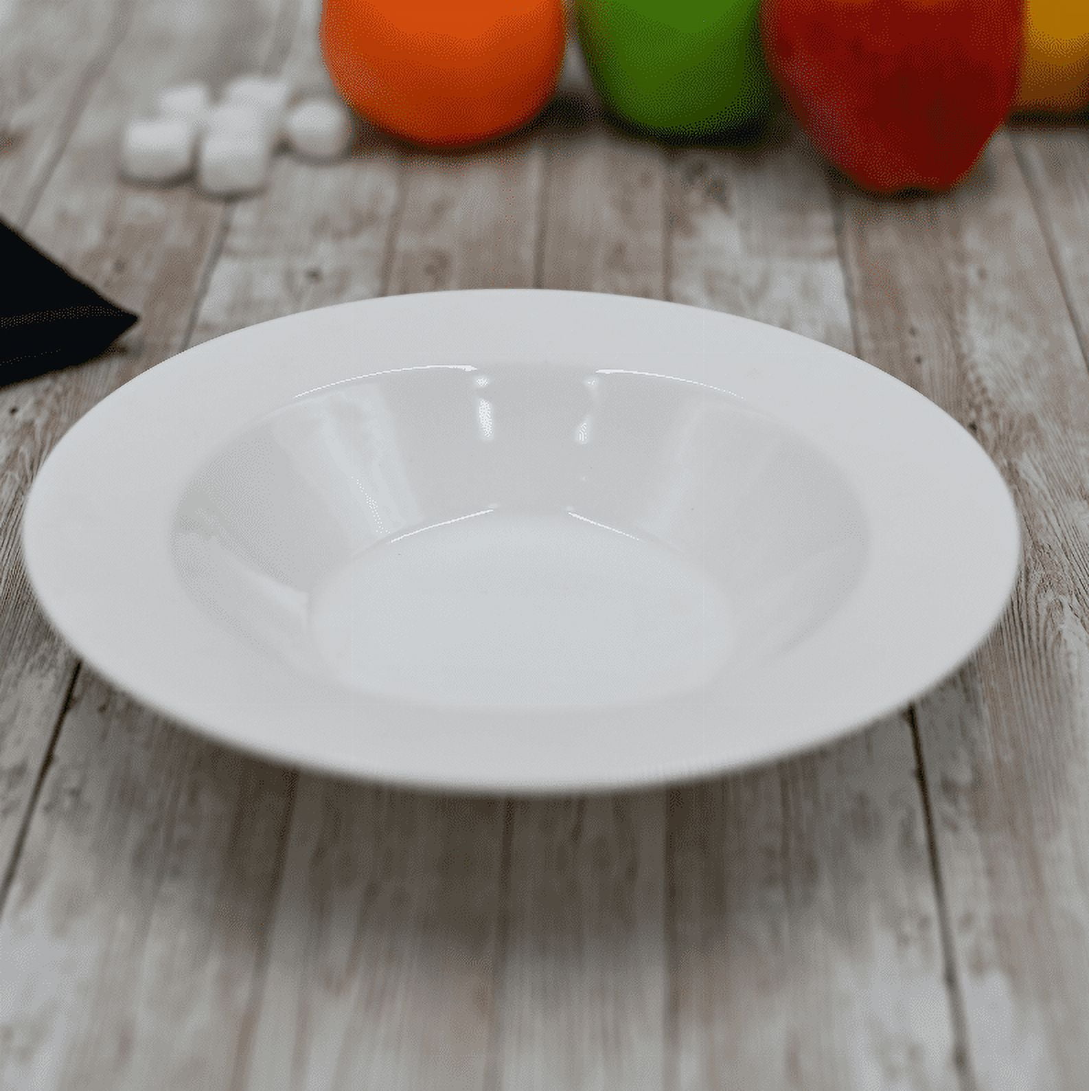 Set Of 6 Professional Rolled Rim White Deep Plate 8 inch | 8 Fl Oz ...