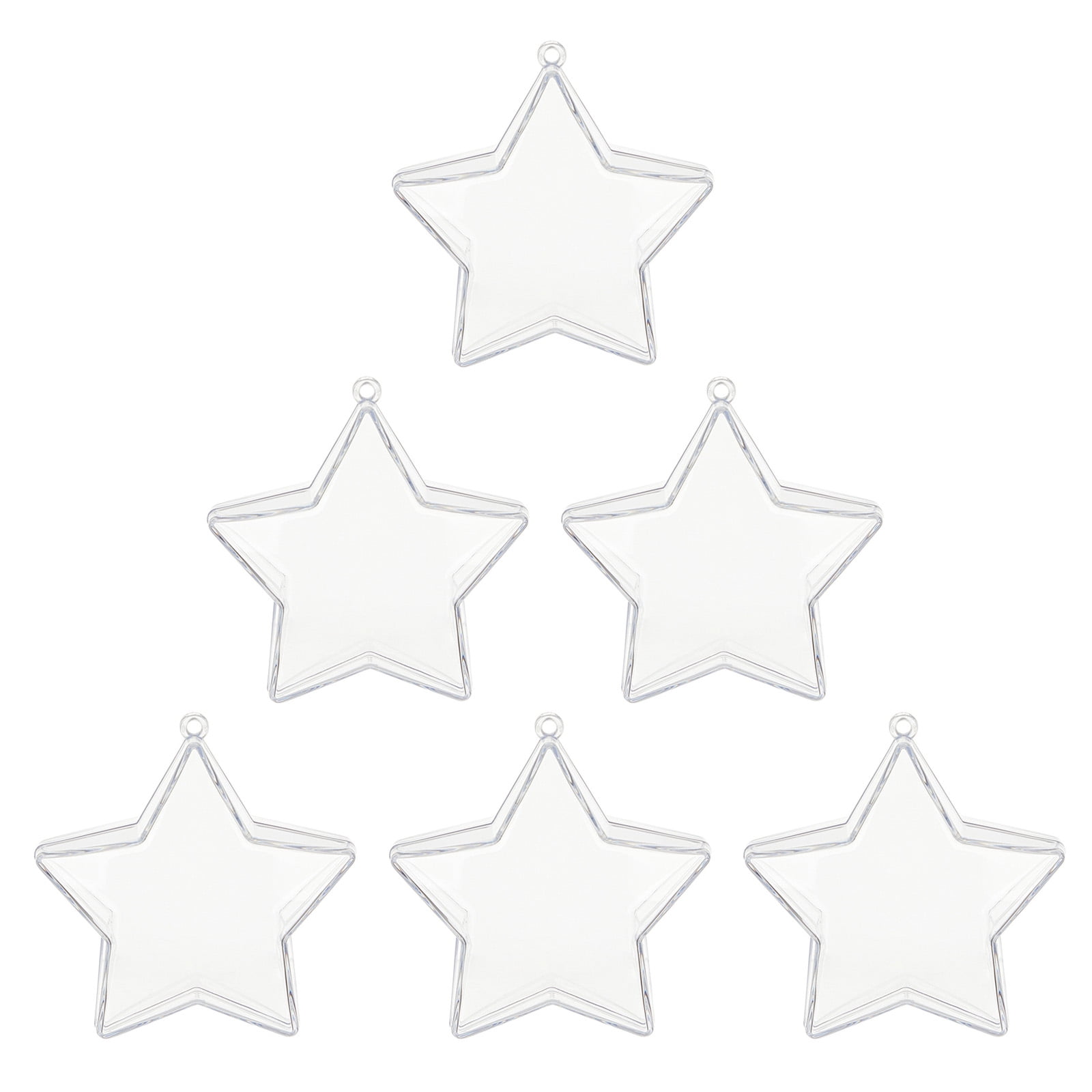 Set Of 6 Transparents Plastic Fillable Baubles Christmas Tree Ornaments ...