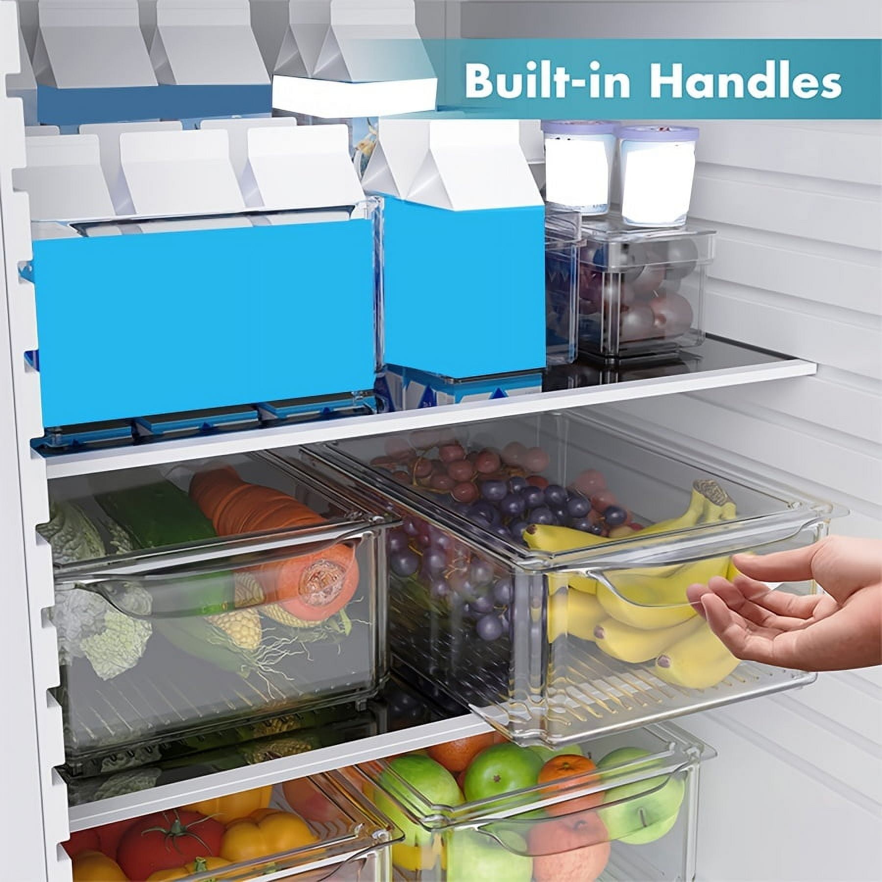 Set Of 7 Fridge Organizers, Stackable Refrigerator Organizers With Lids ...