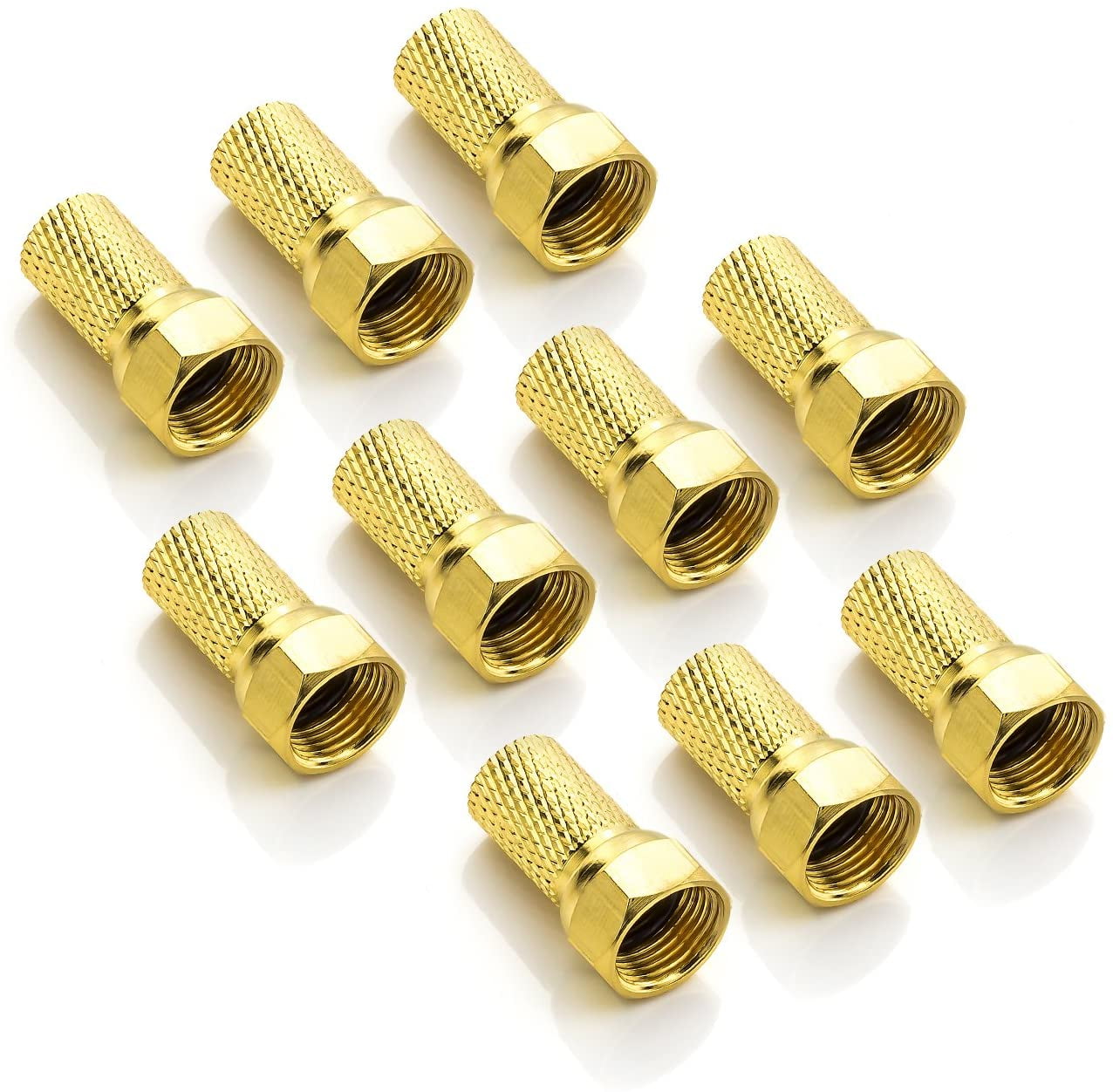 Set Of 7 Gold Plated Screw-On F Connectors Rubber Seal For Sat Bk ...