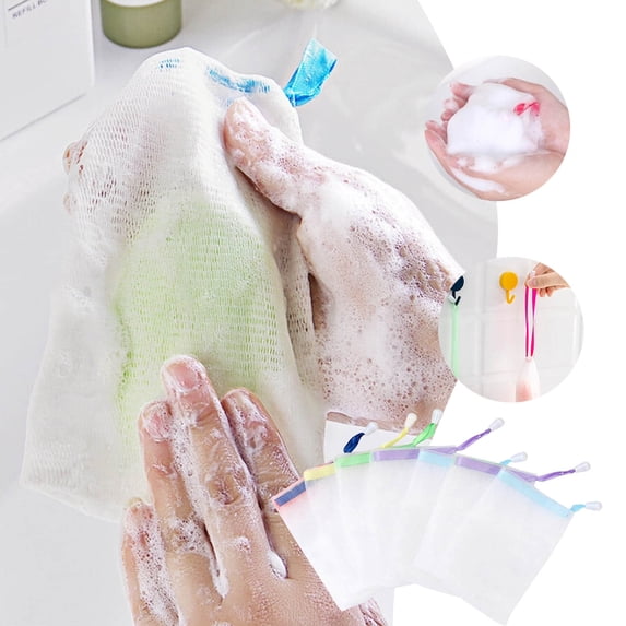 Set Of 7 Soap Bags Soft for Shower Pouch with for Foaming and Drying ...