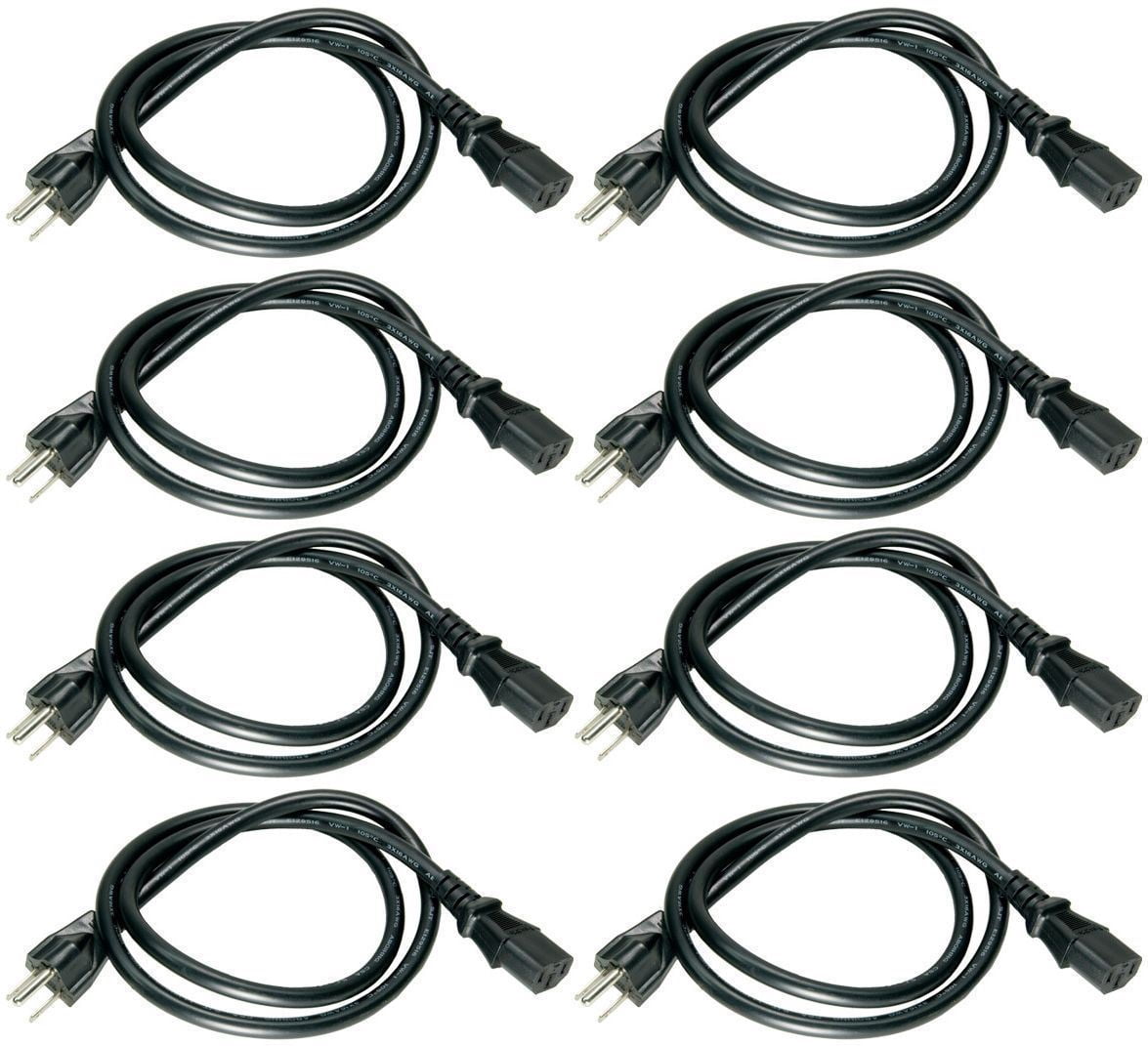 Set Of (8) Chauvet IEC8 8" Foot IEC 3 Pin 16 Gauge Pro Lighting Power ...