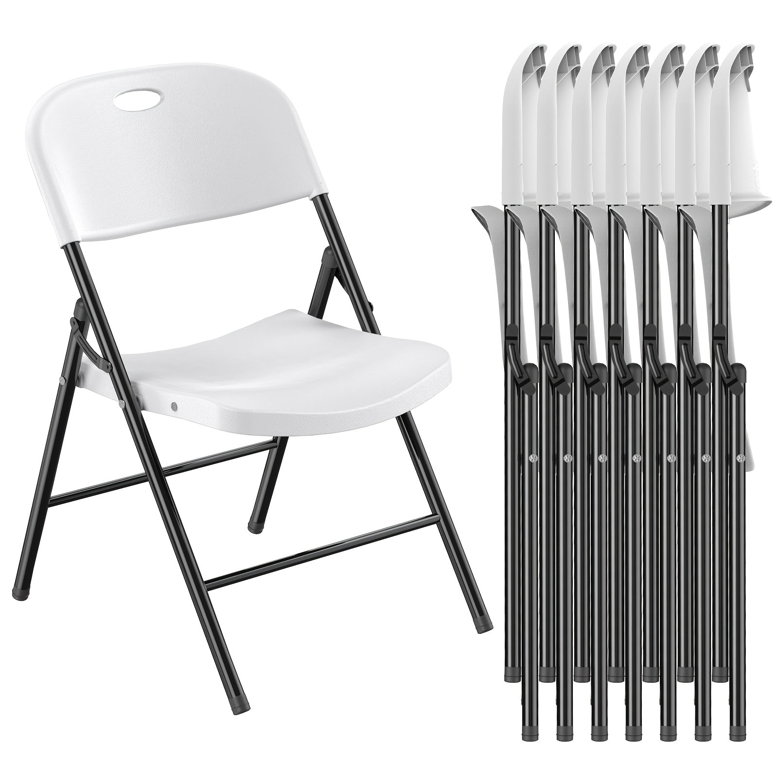 Set Of 8, Reinforced Steel Frame Folding Chairs, Suits For Indoor And ...