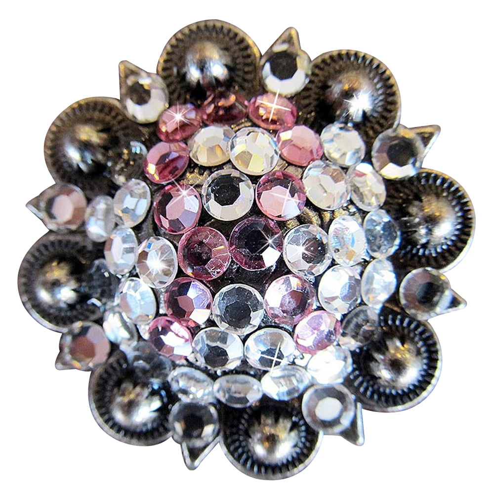 Set Of 8 Western Screw Back Concho Breast Cancer Crystal Bling Cowgirl ...