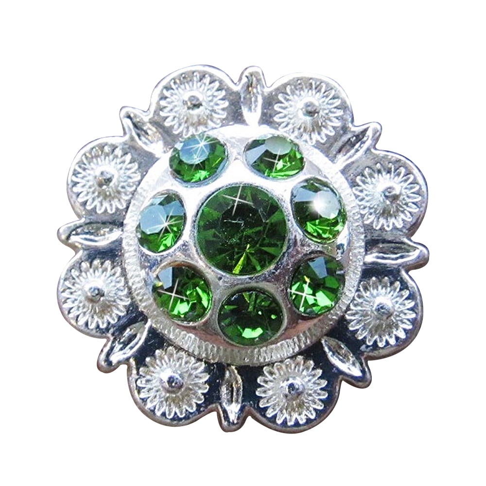 Set Of 8 Western Screw Back Concho Green Berry Crystals Cowgirl 1 Inch ...