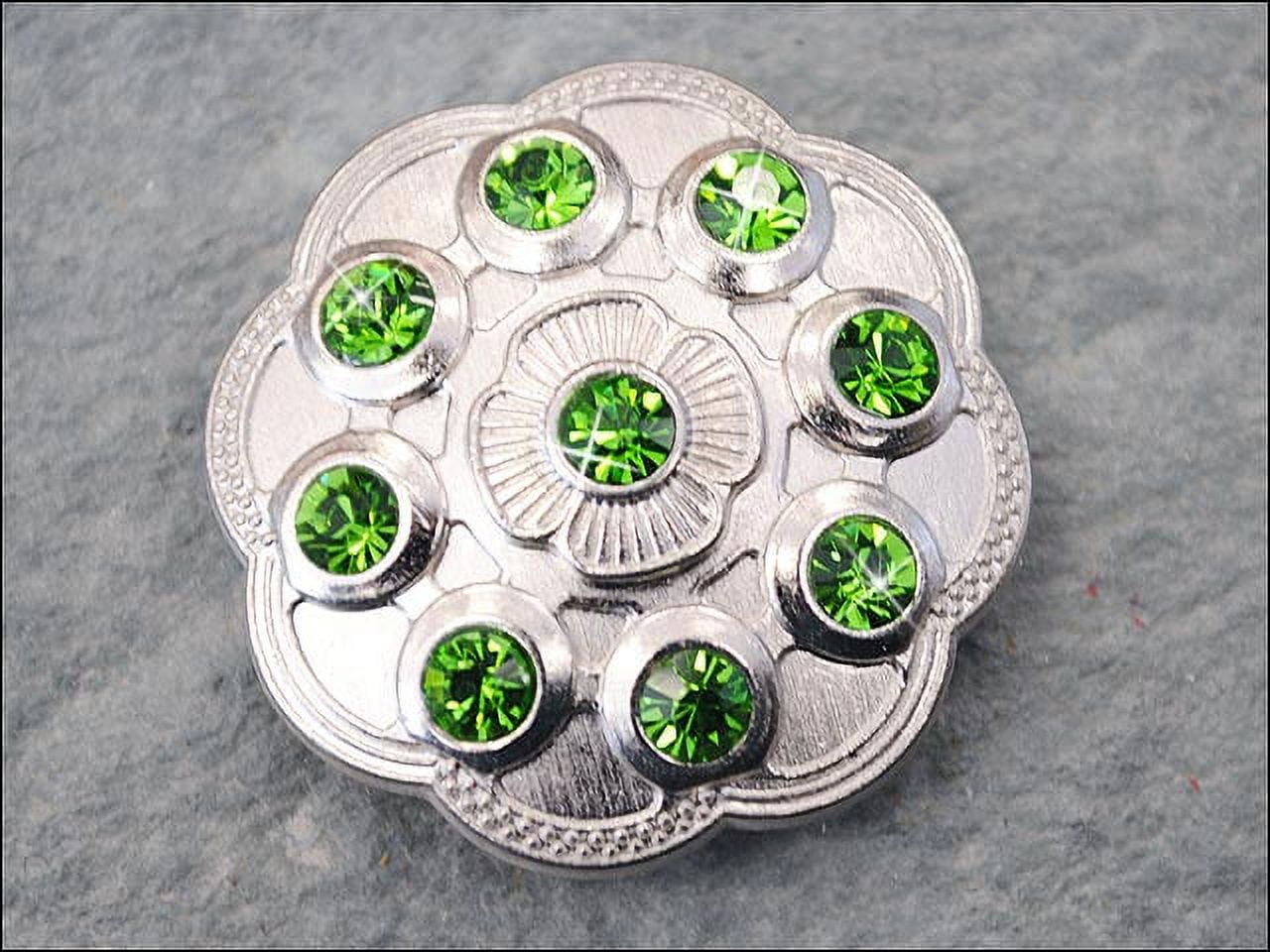 Set Of 8 Western Screw Back Concho Green Crystal Floral Bling Cowgirl ...