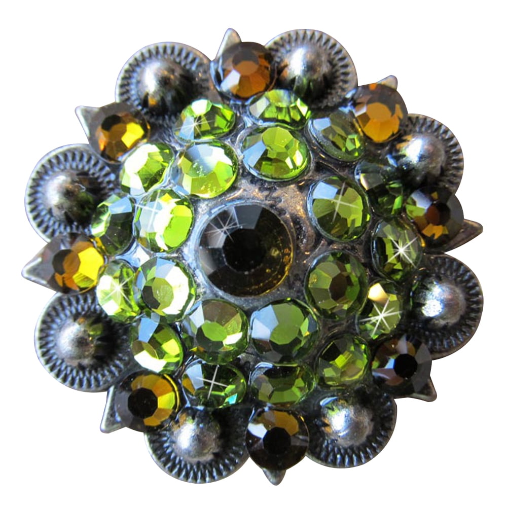 Set Of 8 Western Screw Back Concho Parrot Green Crystal Bling Cowgirl ...