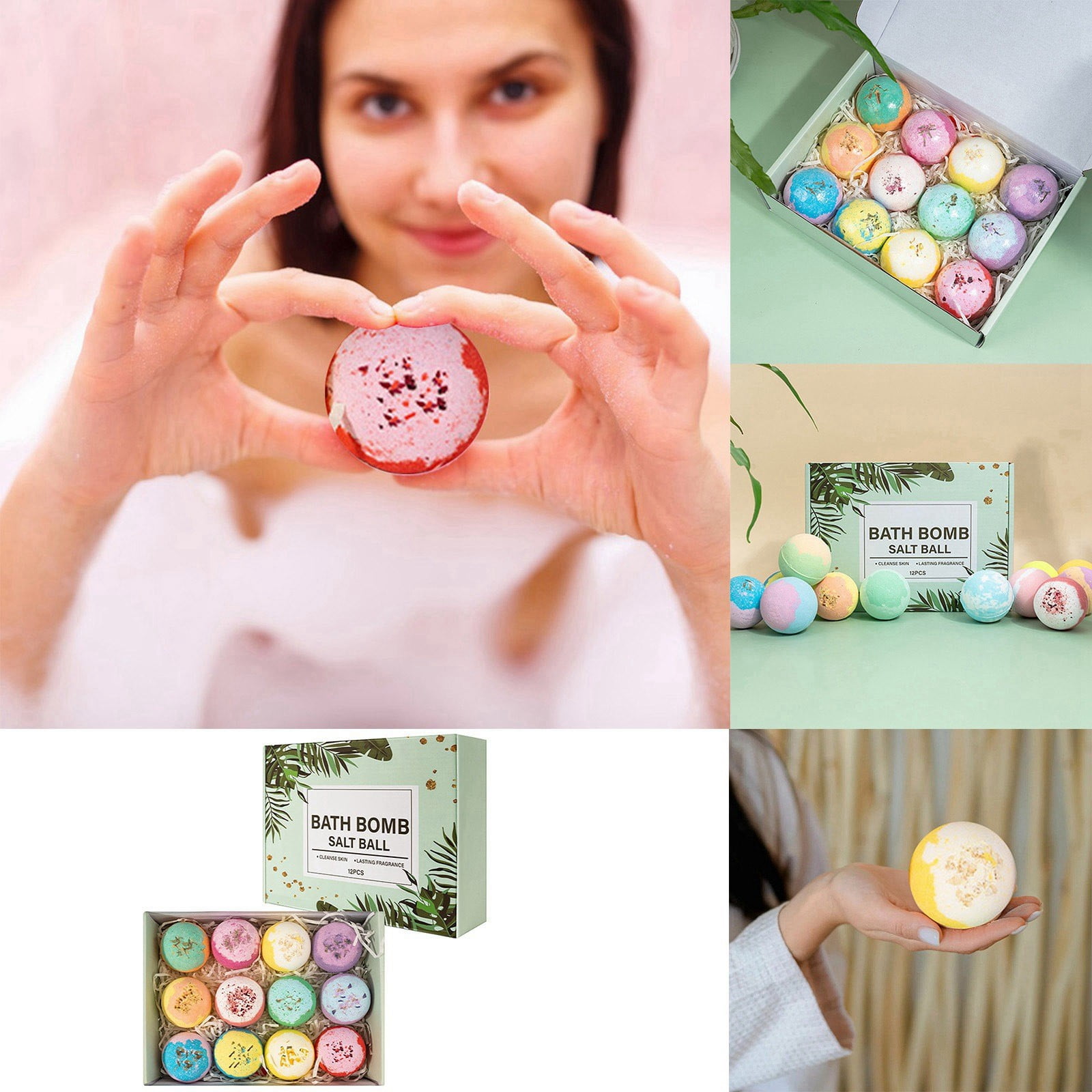 Set Of Bath Box Bath Bombs Bath Explosion Bath Bath 60g*12 Pieces Bath Brush Long Handle for ...