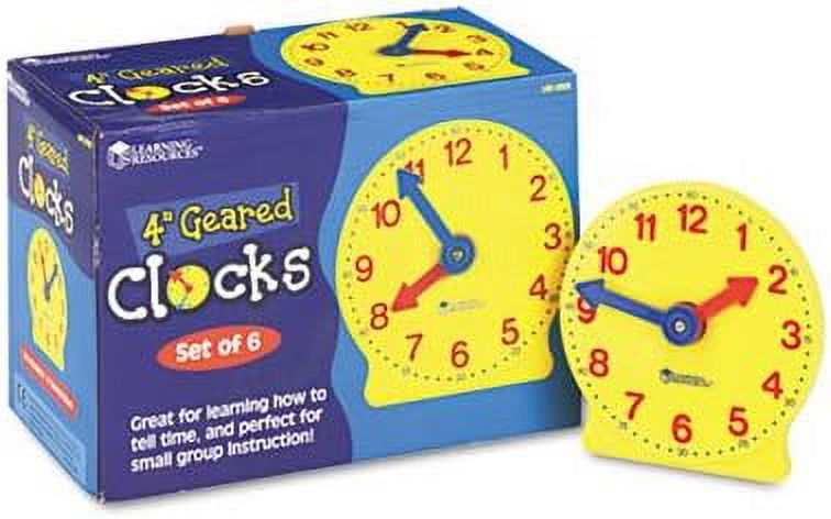Set Of Six Four-Inch Geared Learning Clocks, For Grades Pre-K To 4 ...