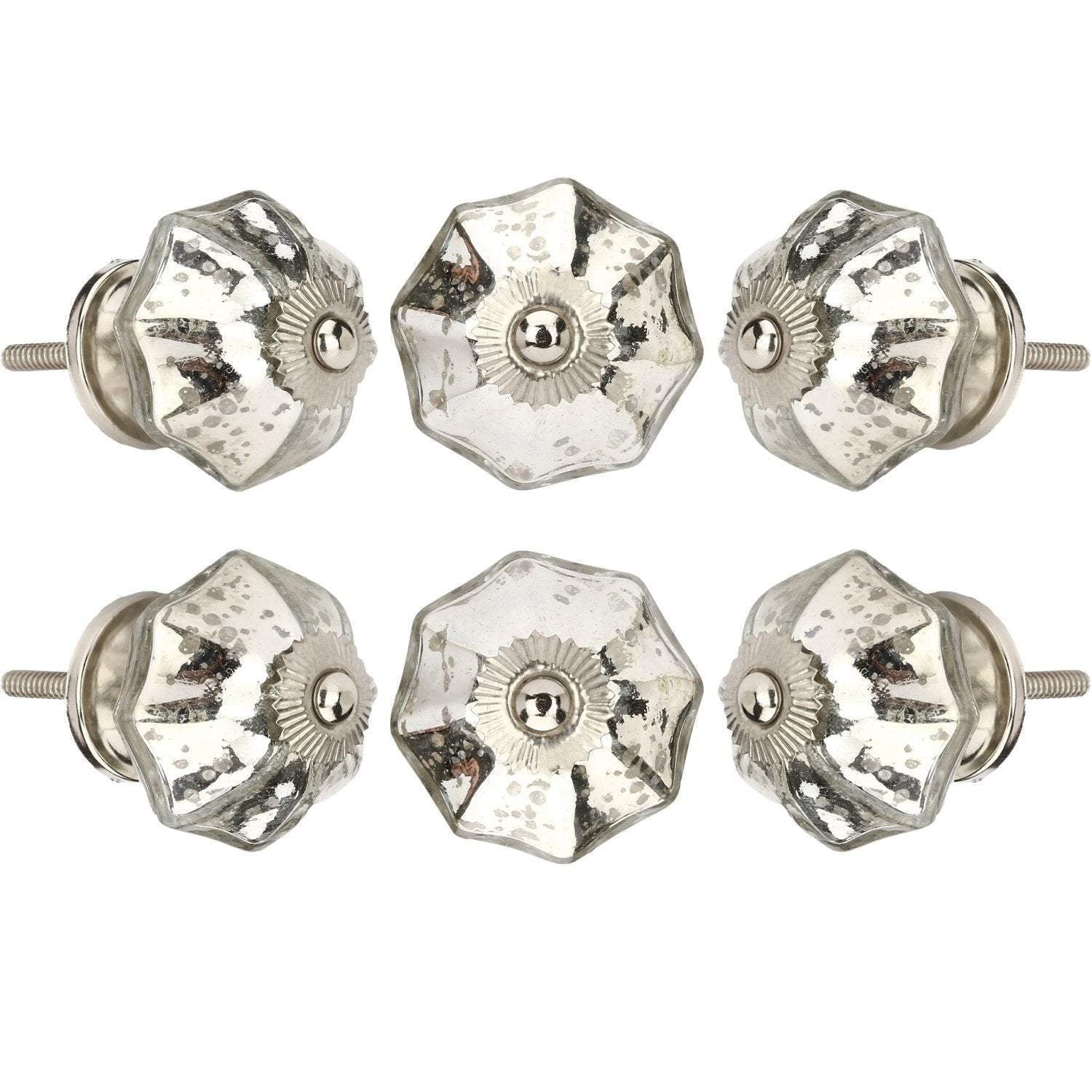 Set Of Six Silver Mirror Glass Cabinet Knobs by Perilla Home - Walmart.com