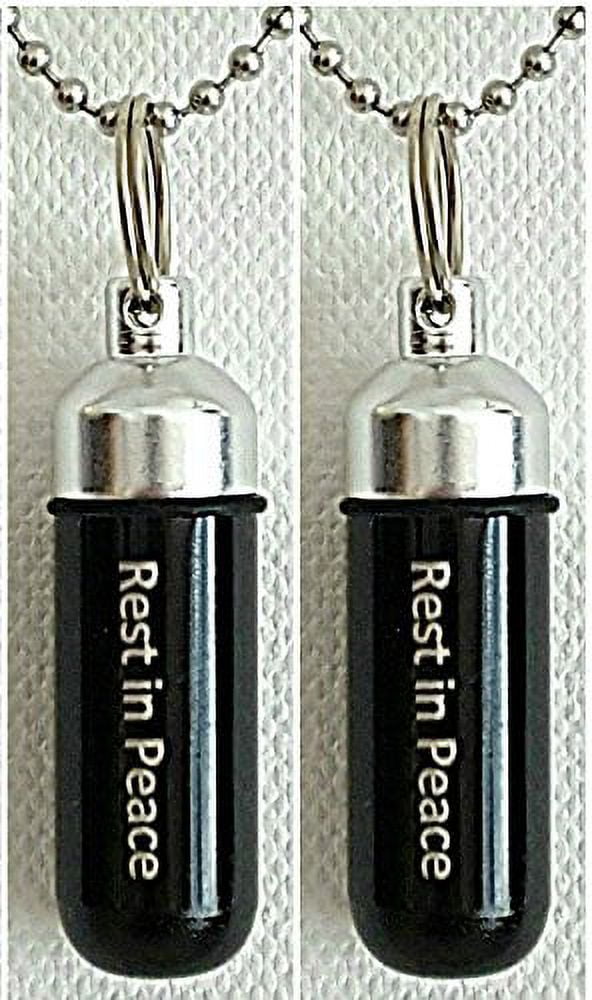 Set Of TWO - LASER ENGRAVED - "Rest In Peace" BLACK & Silver Finish ...