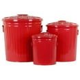 Set Of Three Metal Storage With Classic Garbage Can Design - Red ...