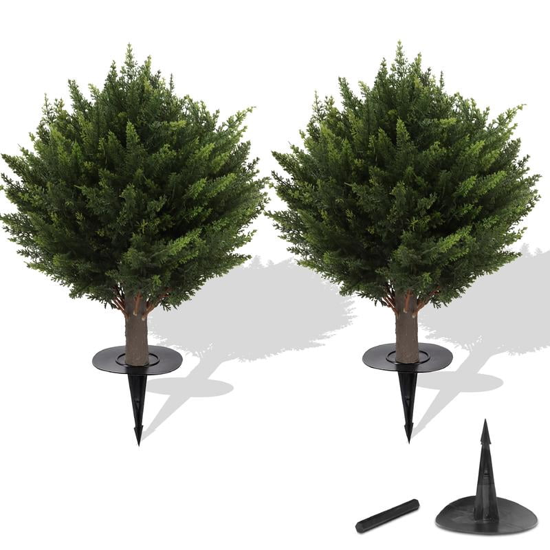 Set Of Two 19.6 inch Artificial Cypress Boxwood Topiary Tree For ...
