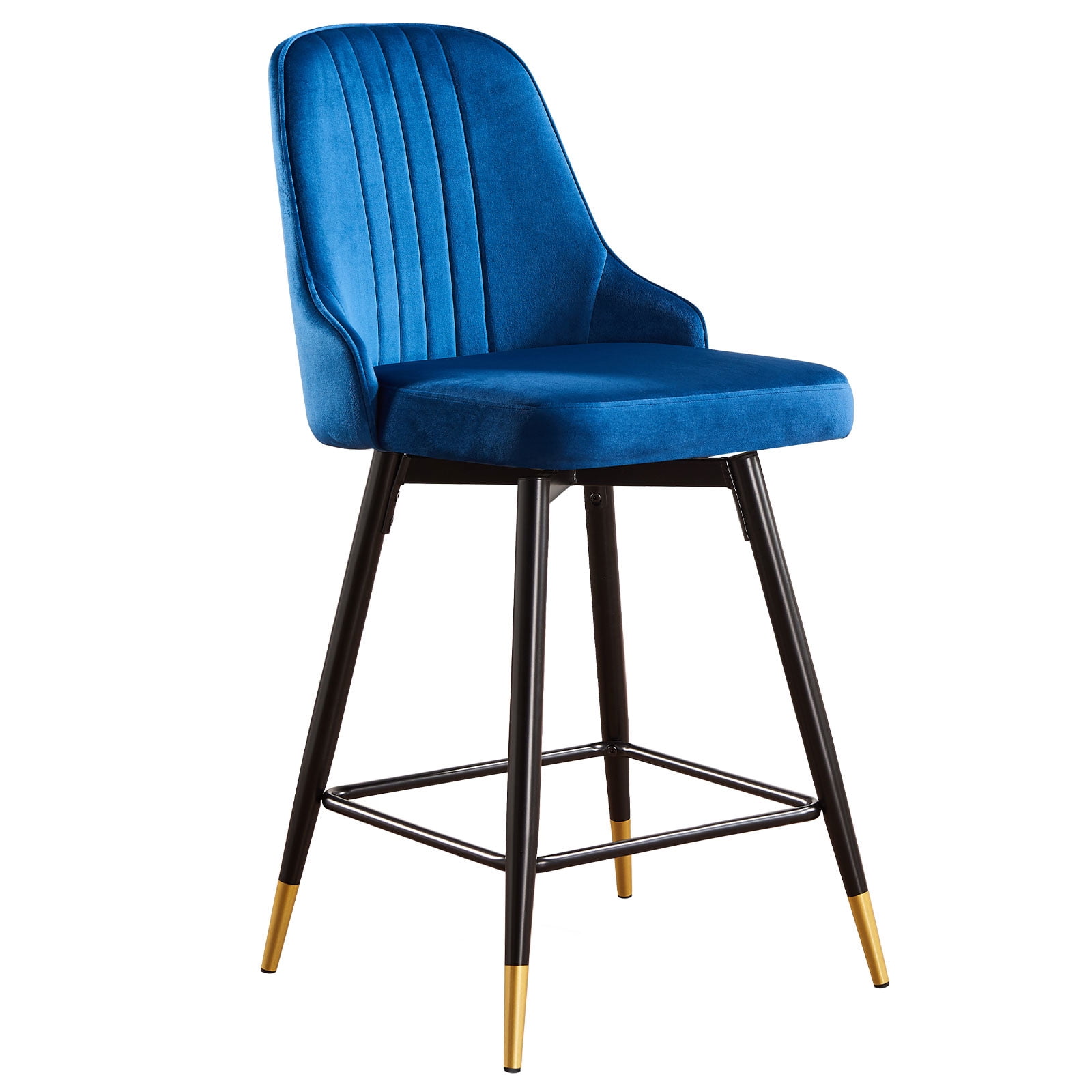 Set Of Two 35" Blue Velvet And Black Bar Chairs - Walmart.com