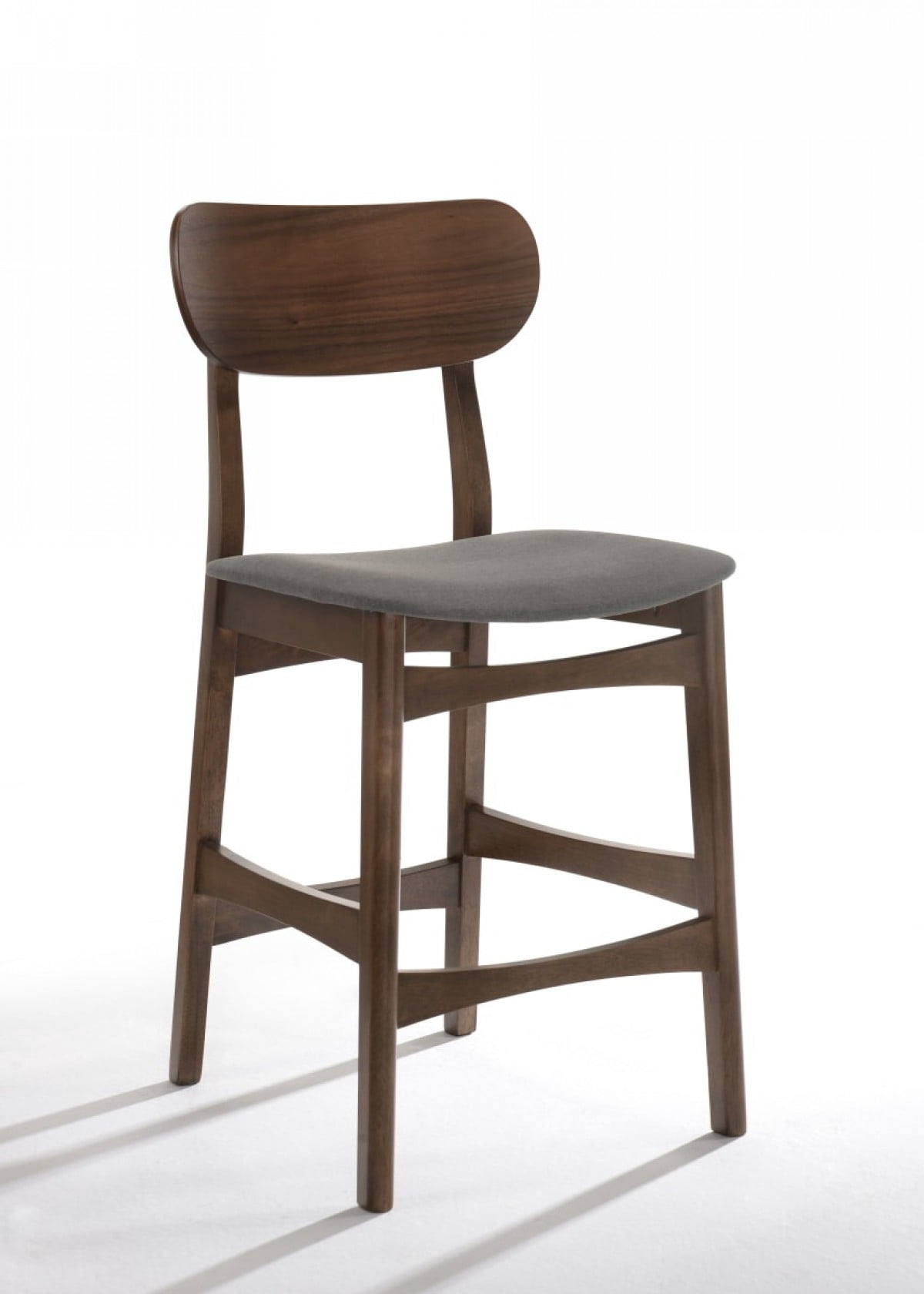 Set Of Two 38" Grey Brown Bar Height Low Back Bar Chairs With Footrest ...